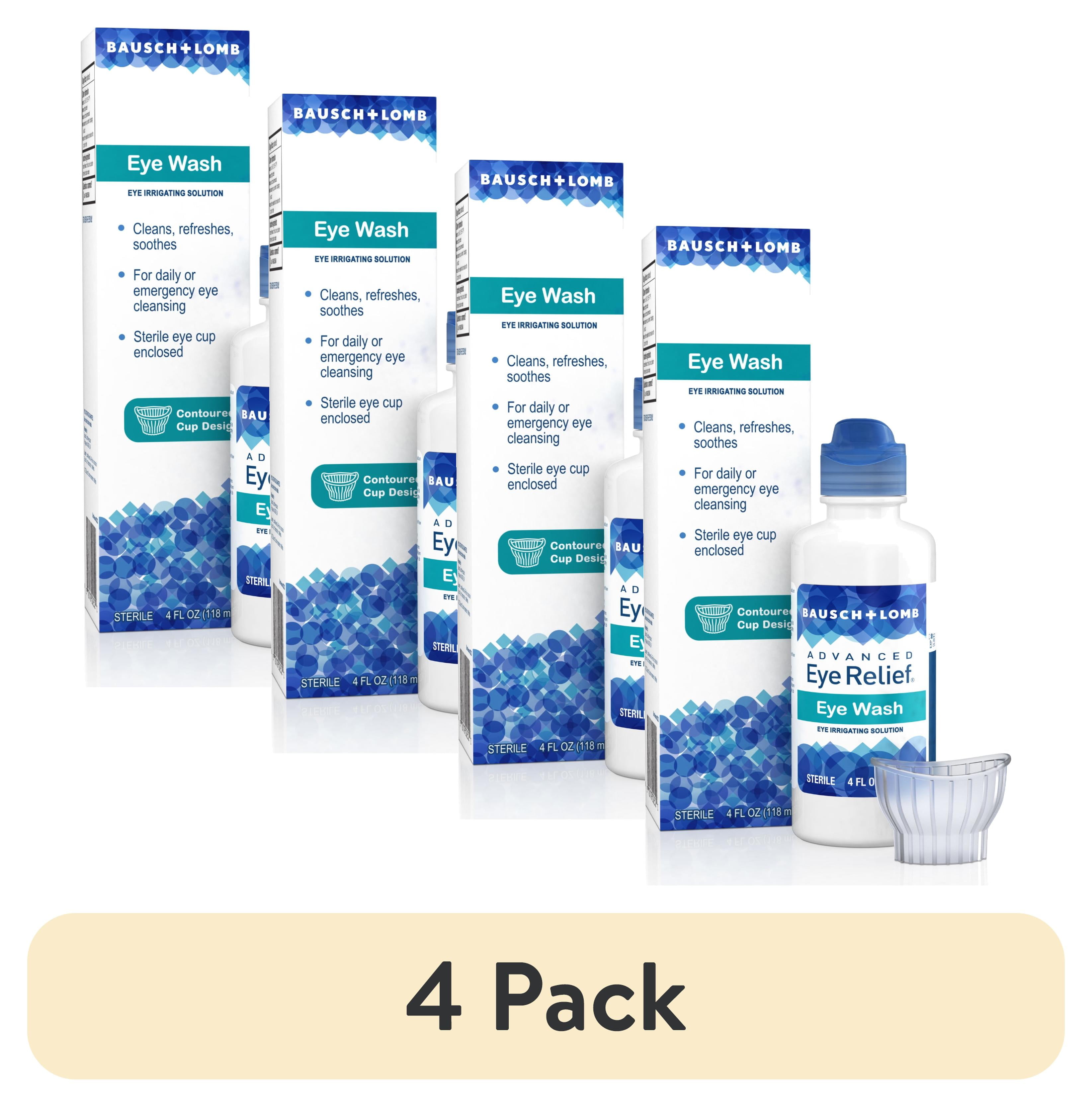 (4 pack) Advanced Eye Relief Eye Wash for Eye Cleansing, 4 fl oz ...