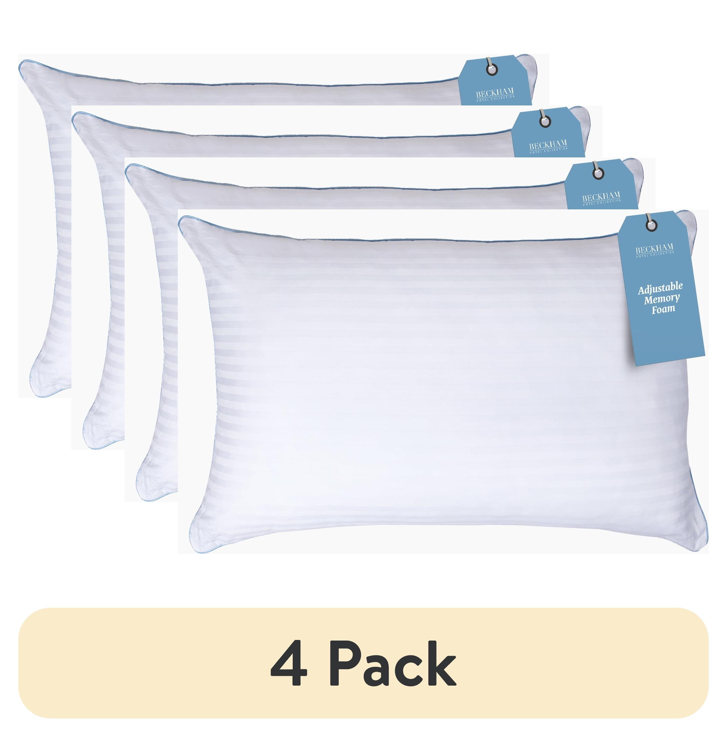 (4 pack) Beckham Hotel Collection Customizable Memory Foam Queen Pillow ...