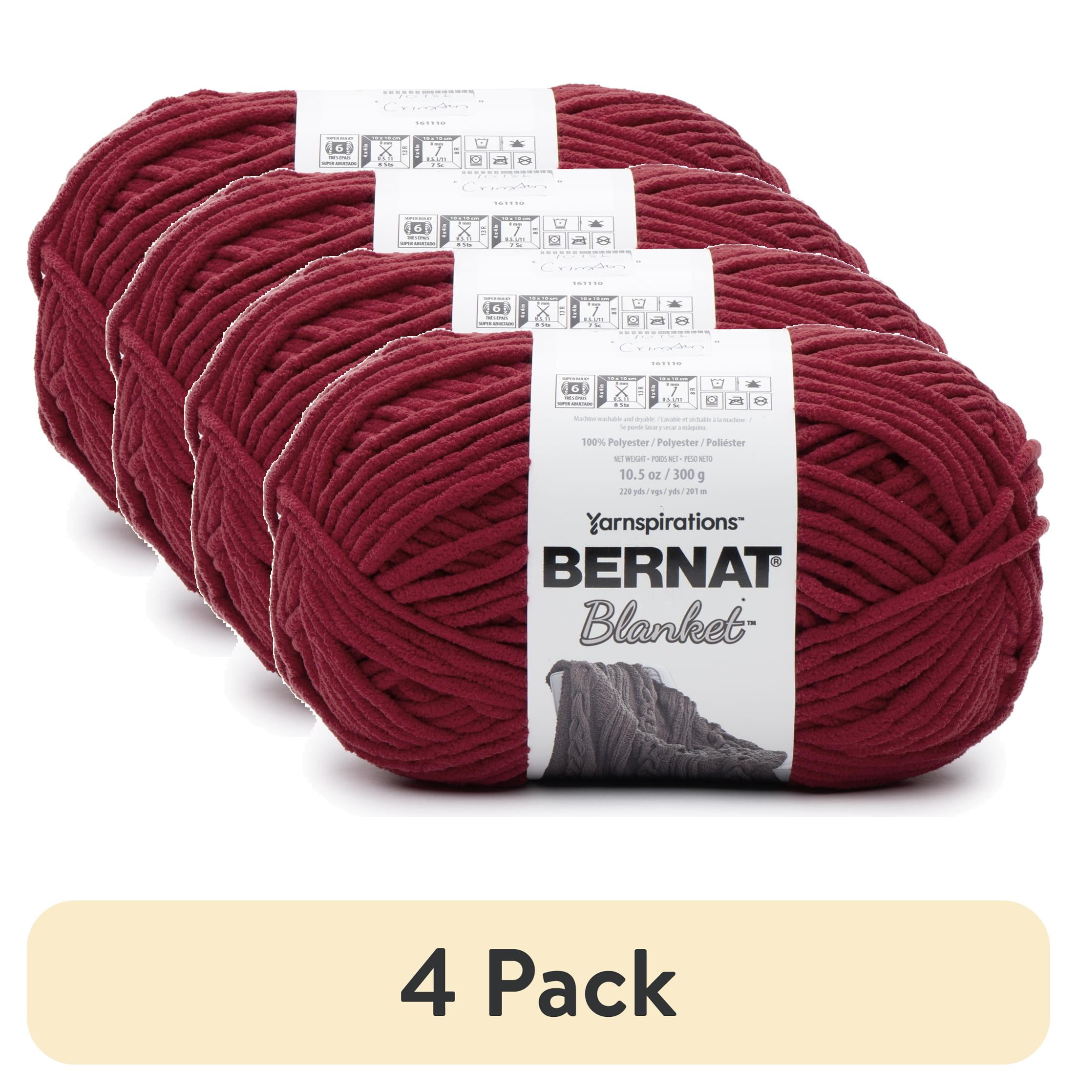 (4 pack) Bernat® Blanket™ #6 Super Bulky Polyester Yarn, Crimson 10.5oz ...