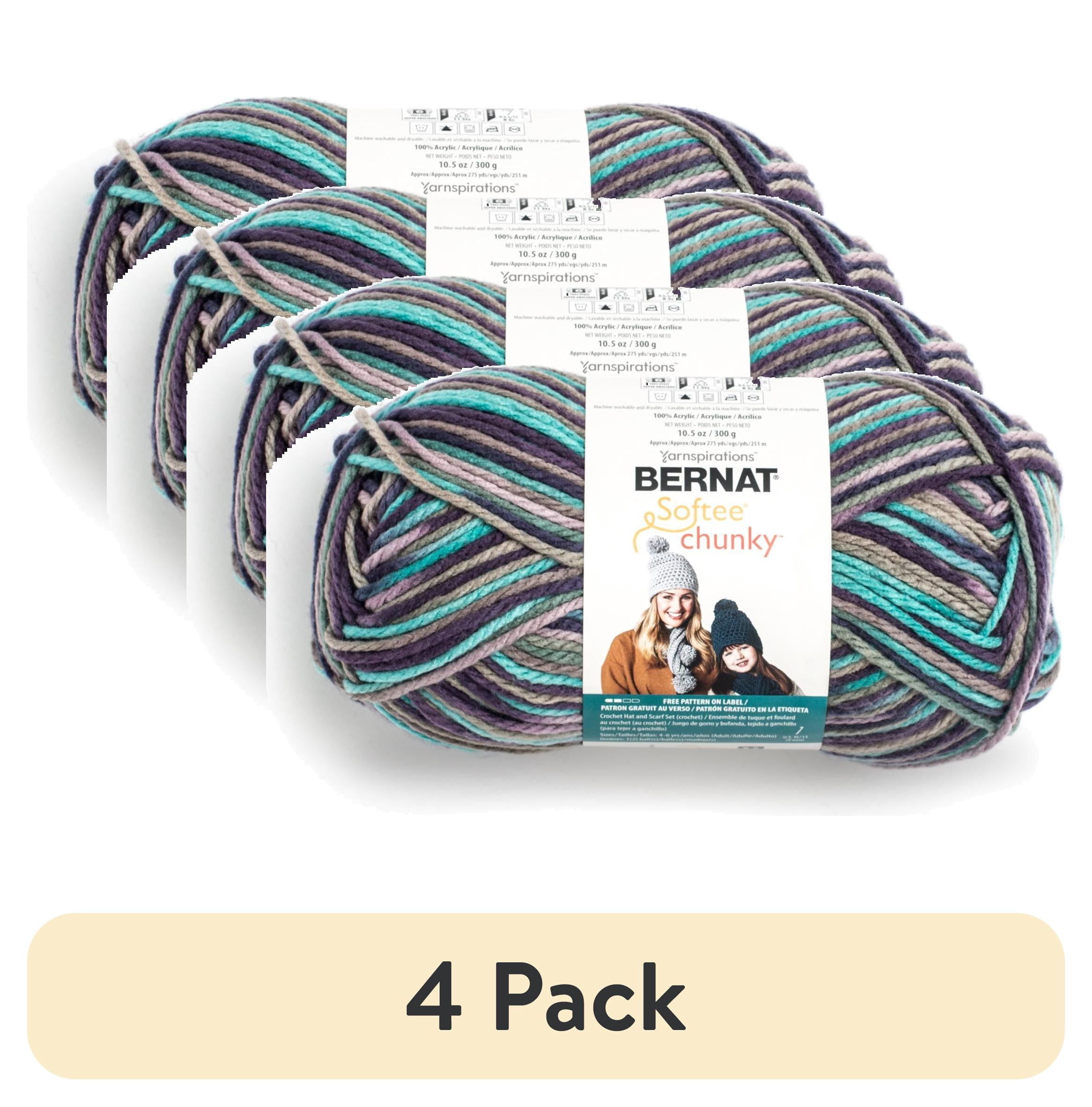 (4 pack) Bernat Softee Chunky Ombre 6 Super Bulky Acrylic Yarn, Shadow ...