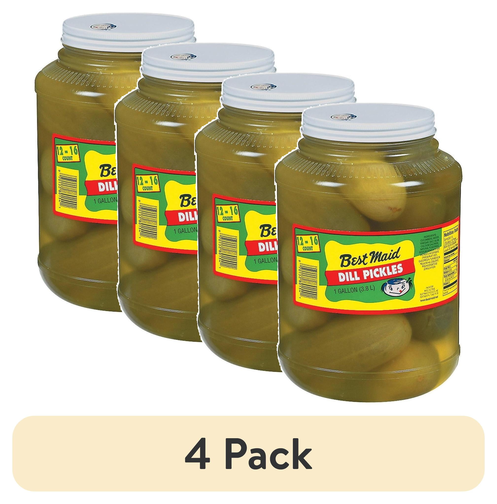 (4 pack) Best Maid Whole Dill Pickles, 1 gallon jar, 128 oz, Kosher ...