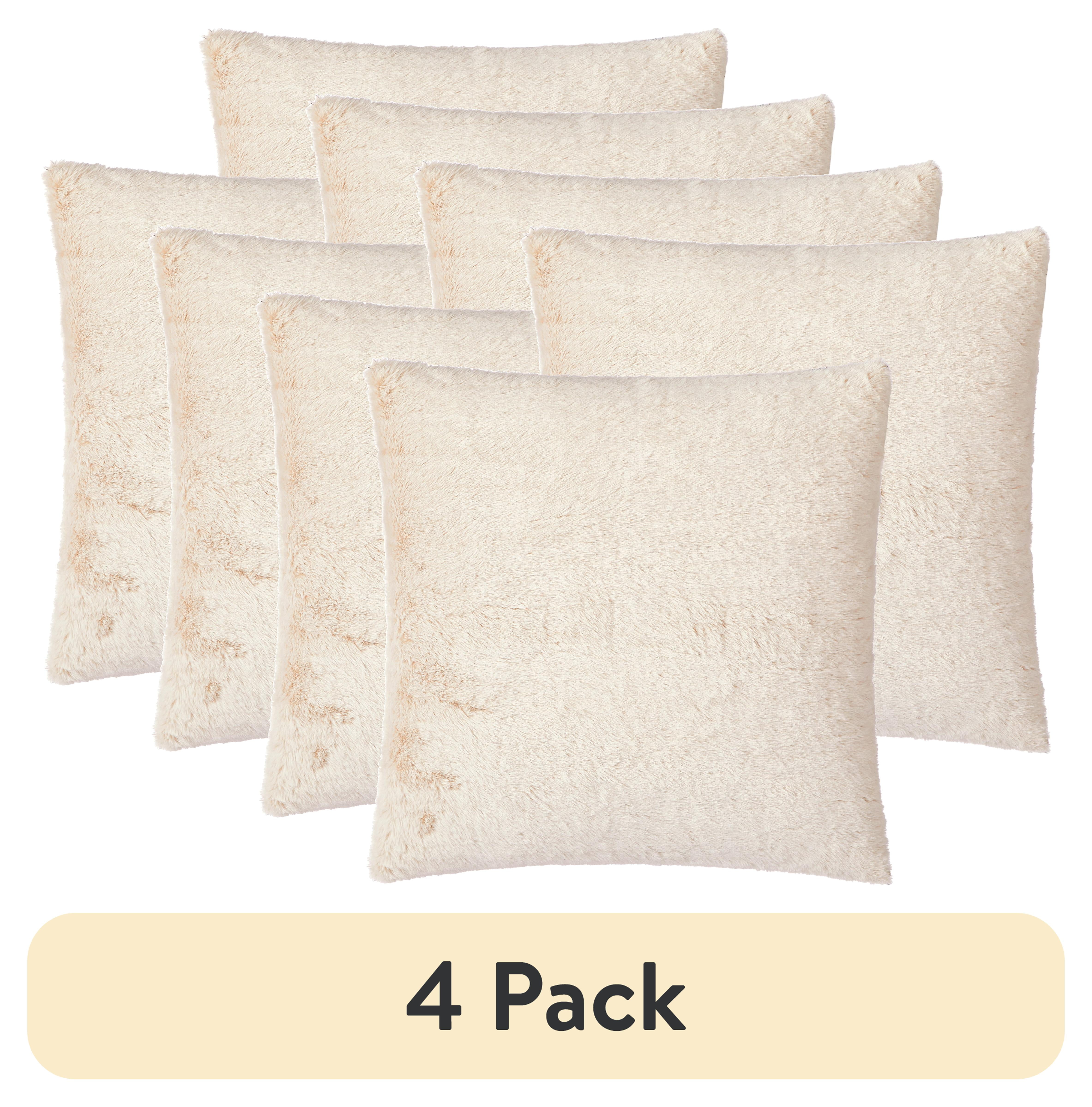 Better Homes & Gardens 2pk Faux Fur Decorative Pillows Beige 20x20 Cozy ...
