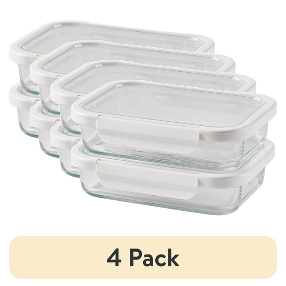 Better Homes & Gardens 4pc 2.3 Cup Glass Food Storage Containers with ...