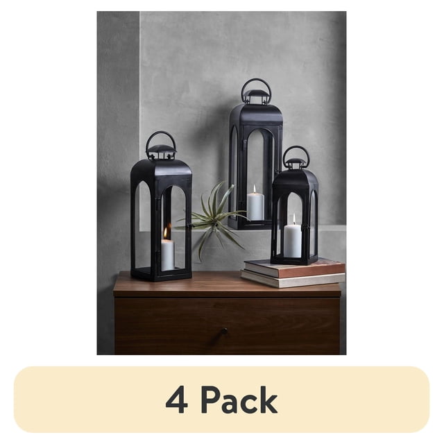 (1 pack) (1 pack) Better Homes & Gardens Black Metal Lantern Candle ...