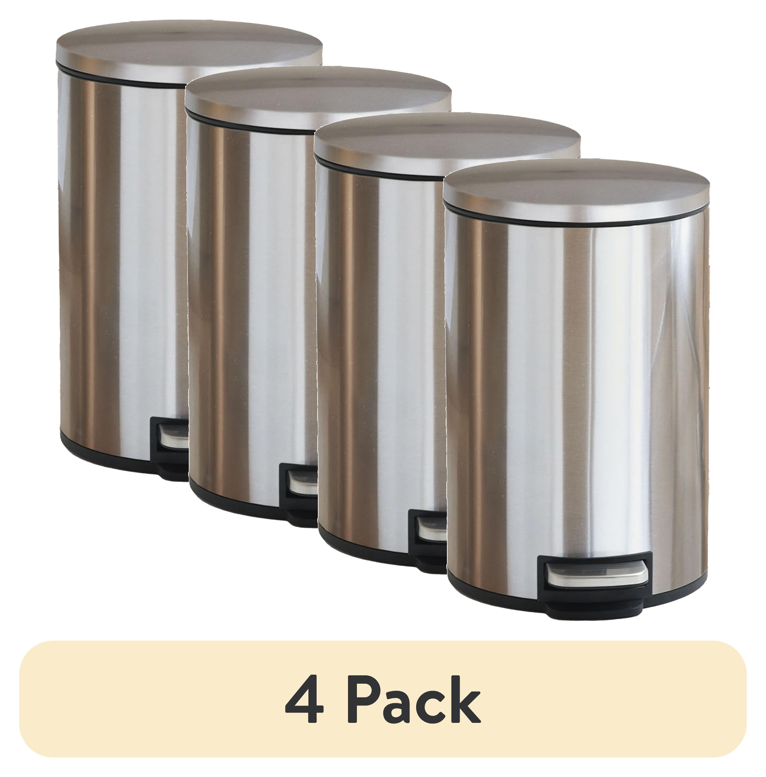 (4 pack) Better Homes & Gardens Stainless Steel Kitchen Trash Can, 3.1 ...