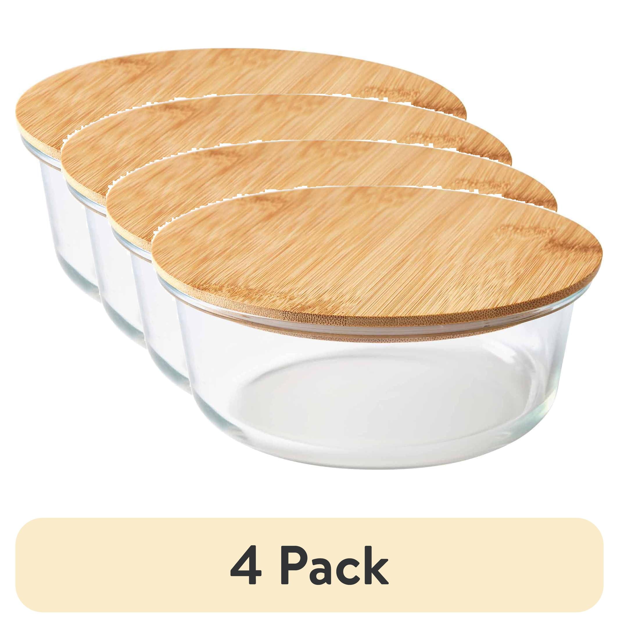 (4 pack) Better Homes & Gardens 4Cup Round Glass Food Storage Container ...