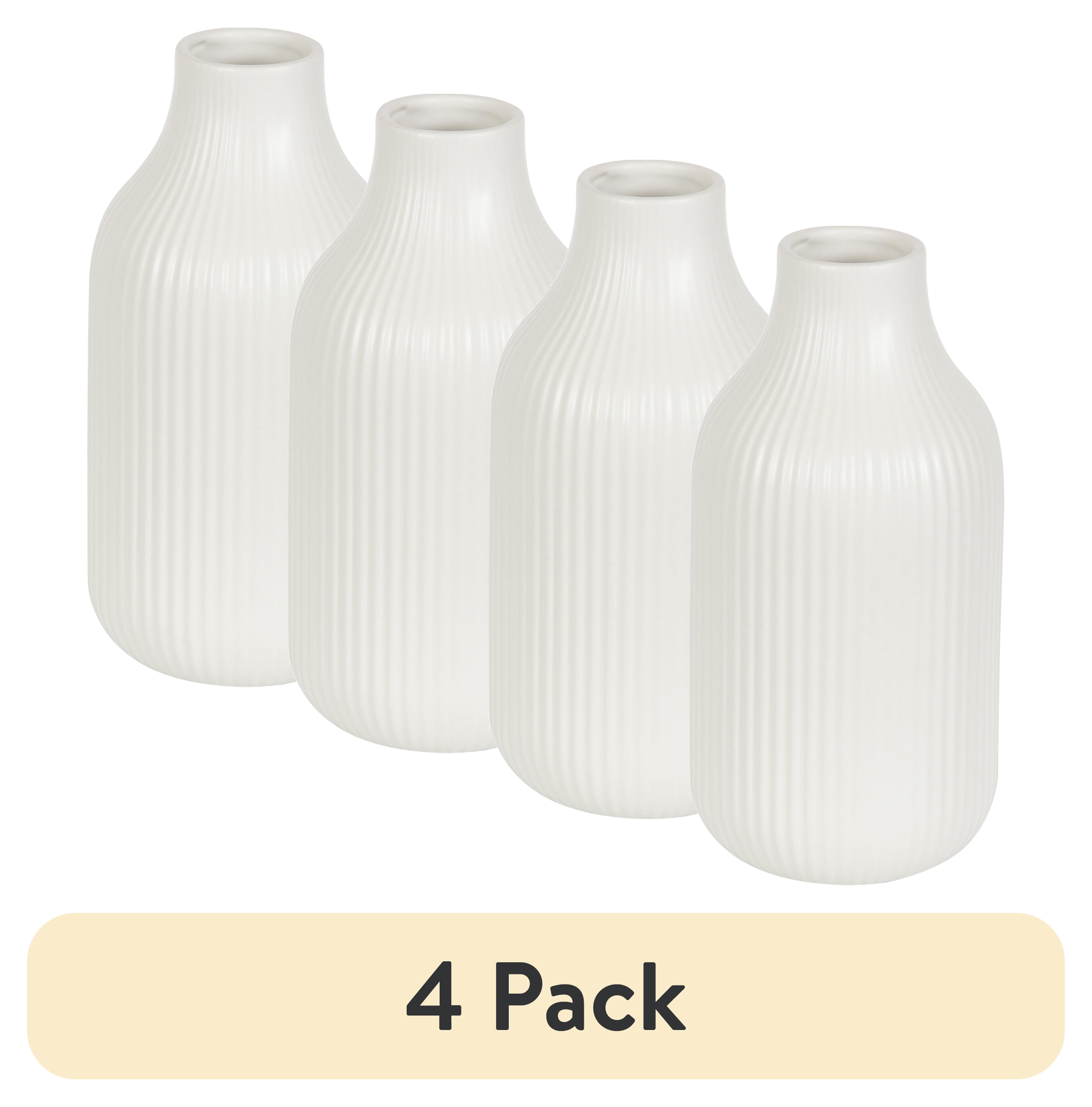 Better Homes & Gardens 4 Pack 8.5 Inch Ribbed Cream Ceramic Flower ...