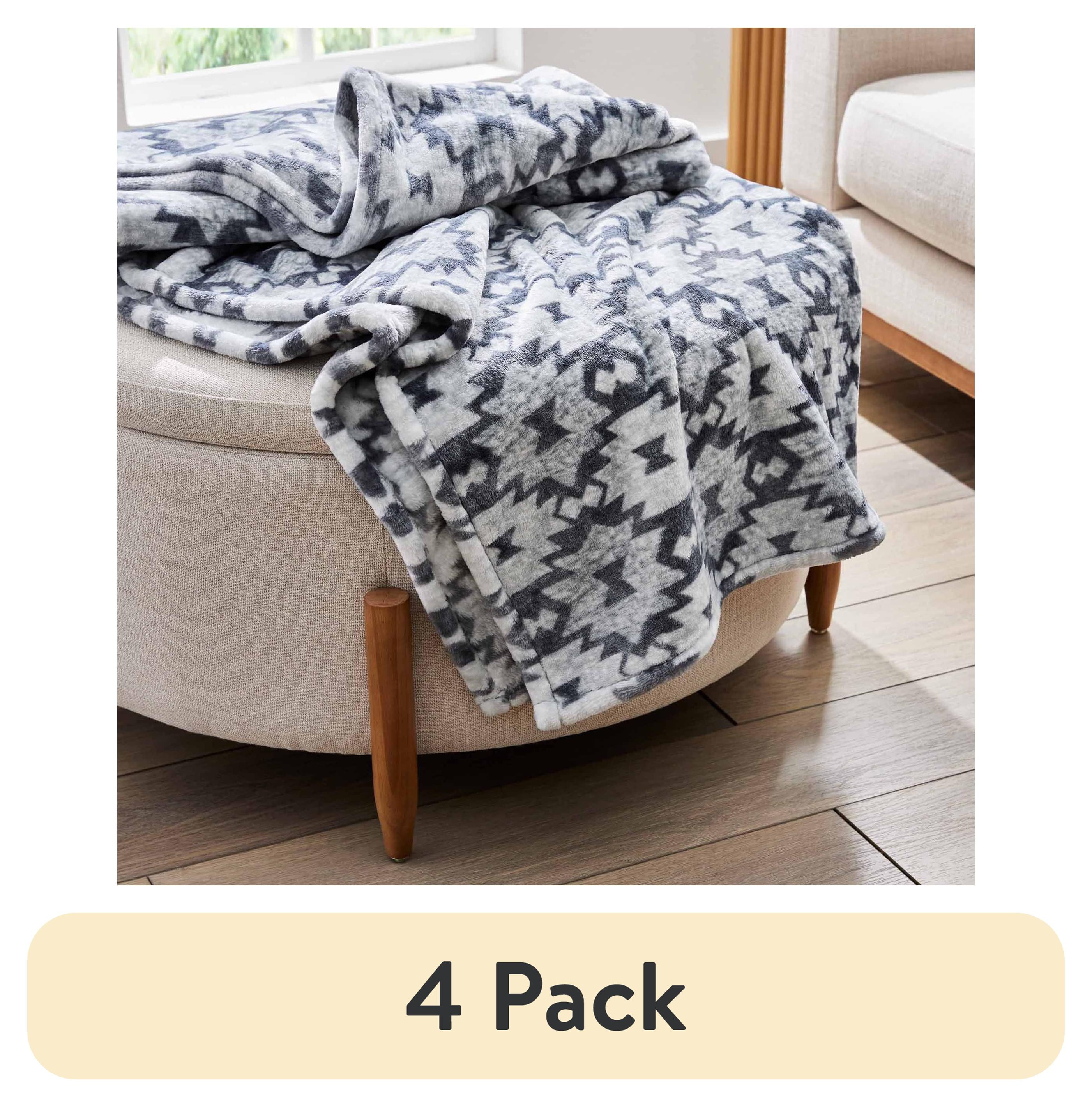 (4 pack) Better Homes & Gardens Printed Heavyweight Ultra Plush Adult ...