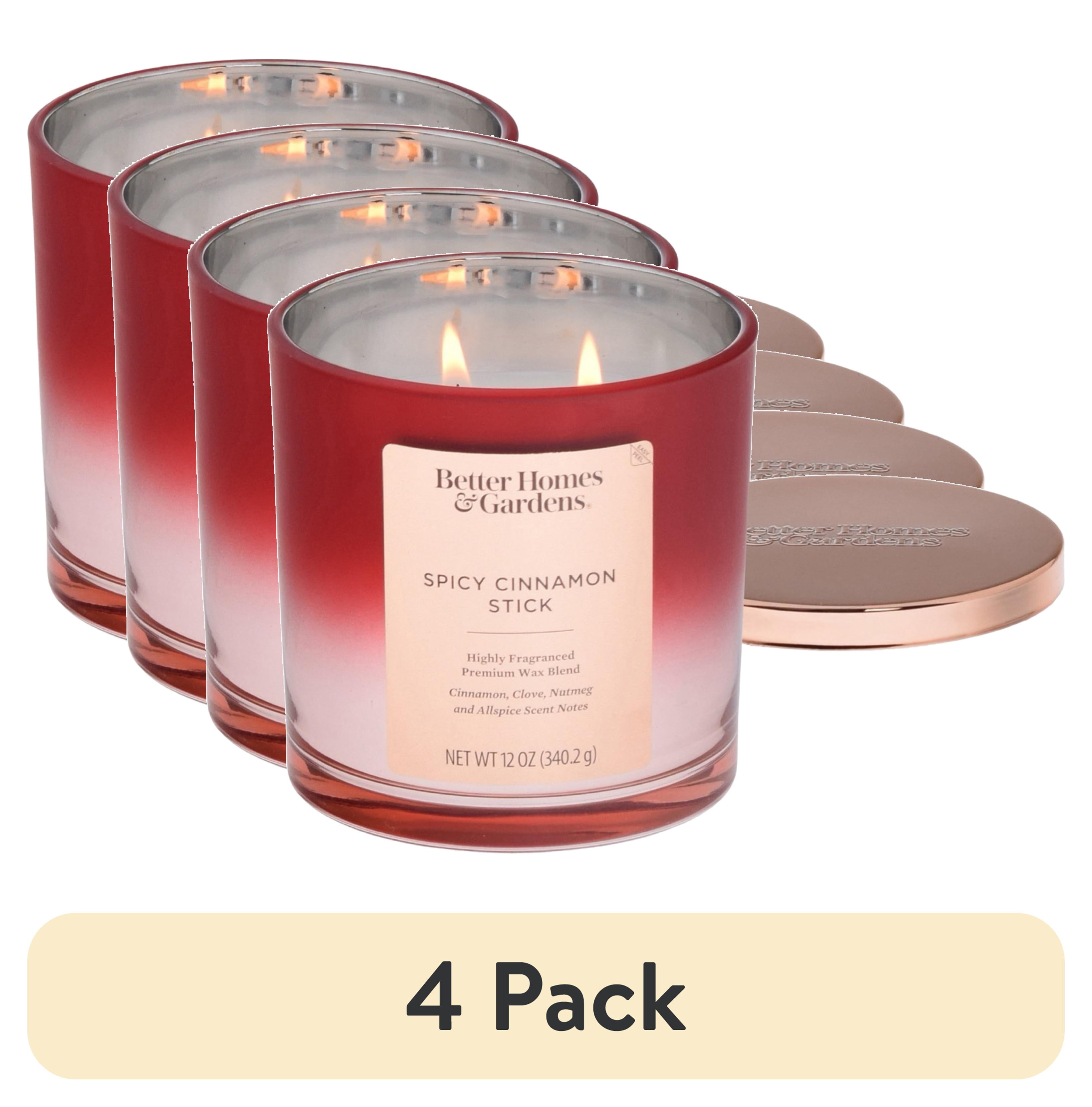 (4 pack) Better Homes & Gardens Spicy Cinnamon Stick Scented 2-Wick ...