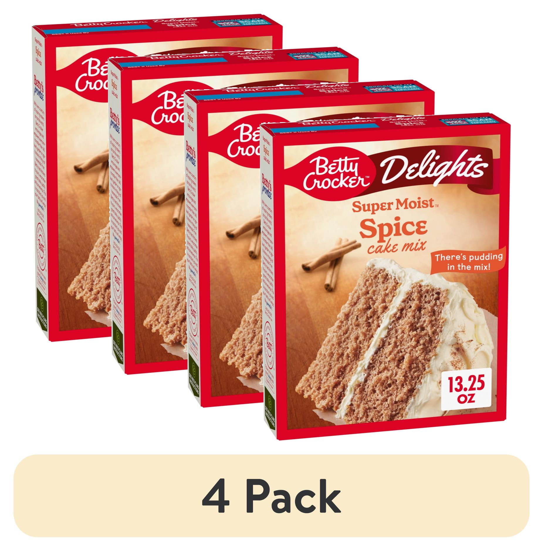 (4 pack) Betty Crocker Delights Super Moist Spice Cake Mix, 13.25 oz ...