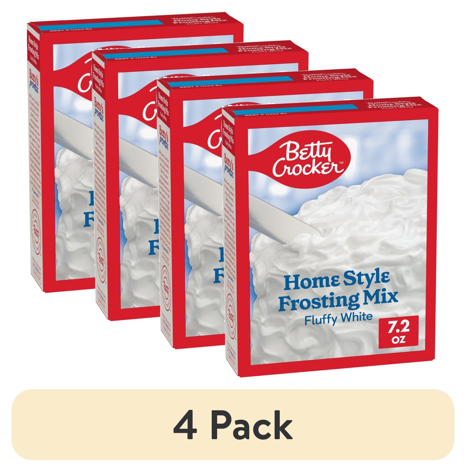 (4 pack) Betty Crocker HomeStyle Fluffy White Frosting Mix, 7.2 oz ...