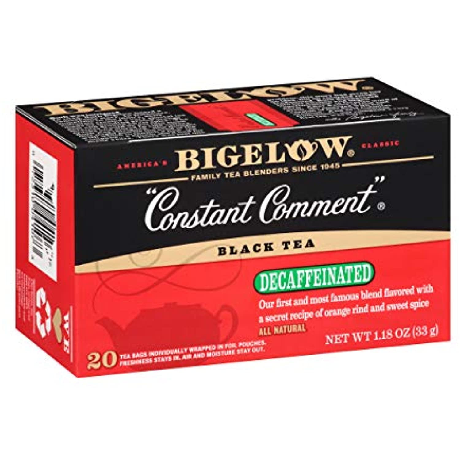 (4 pack) Bigelow, Constant Comment Tea (Decaffeinated), 20 Count ...