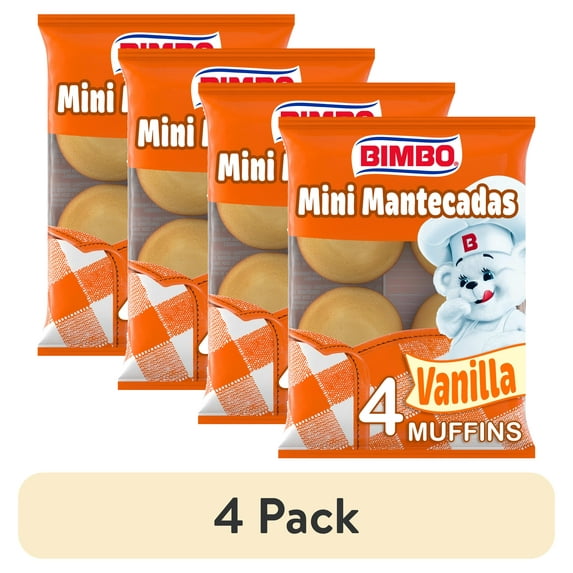 (4 pack) Bimbo Mini Mantecadas Vanilla Muffins, 4 count, Mini Muffins ...