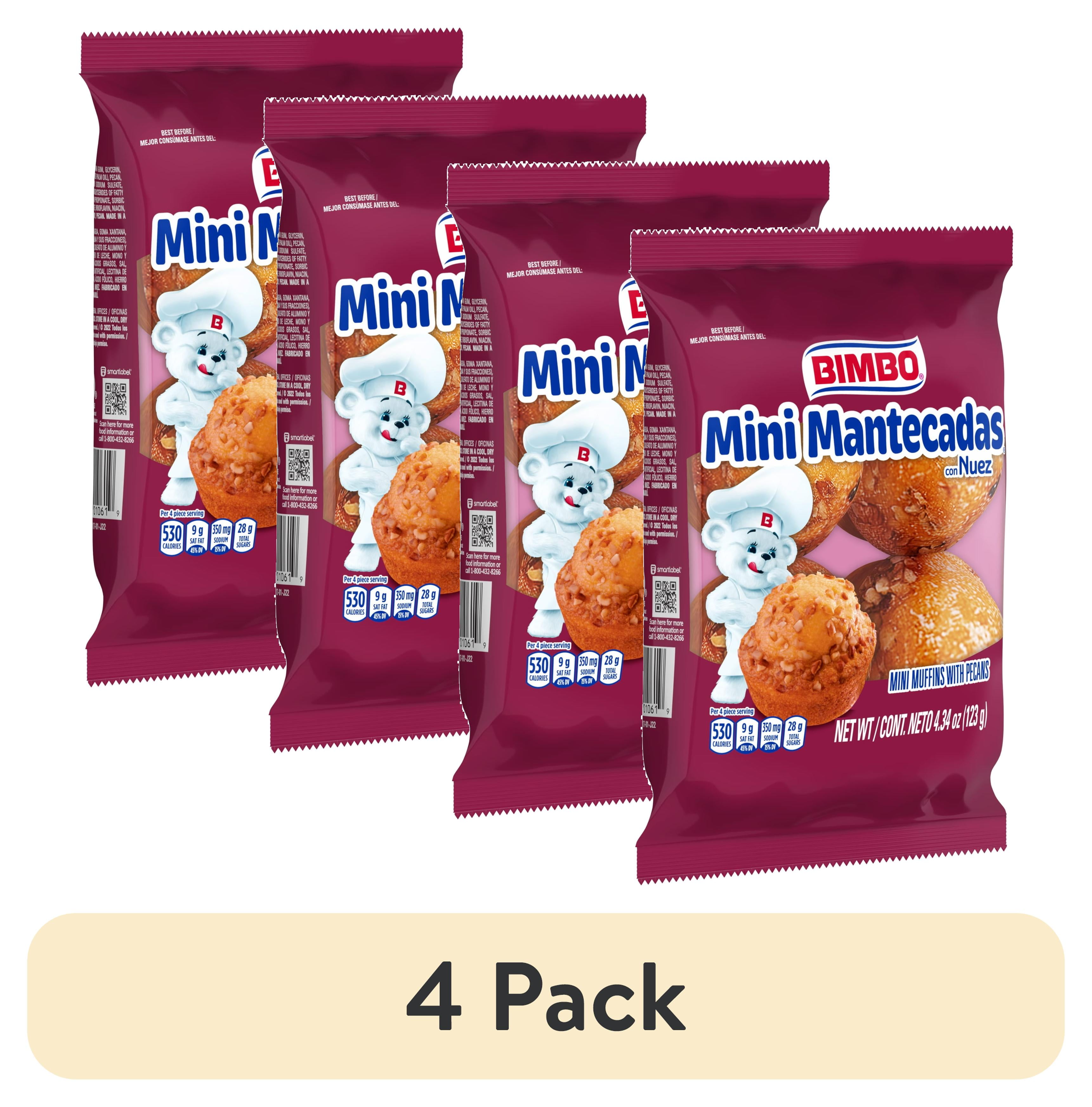 (4 pack) Bimbo Mini Mantecadas con Nuez Muffins, 4 count, Pecan Mini ...