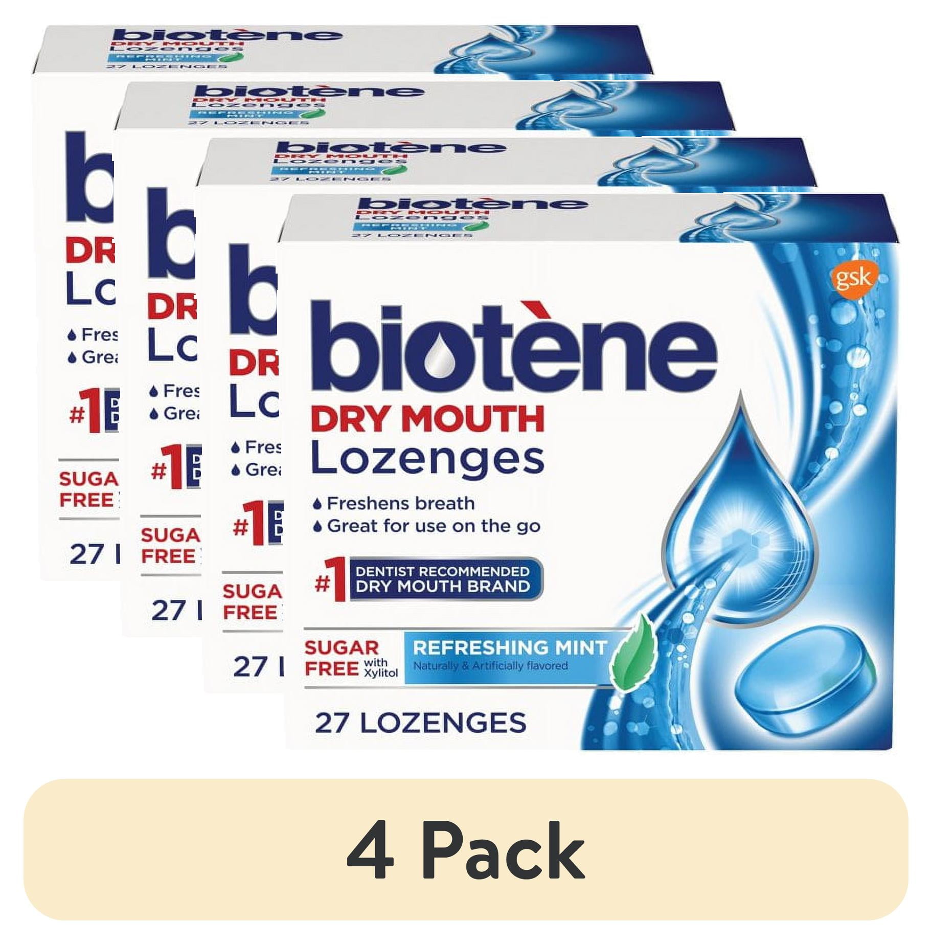 (4 pack) Biotene Dry Mouth Lozenges For Fresh Breath, Refreshing Mint ...