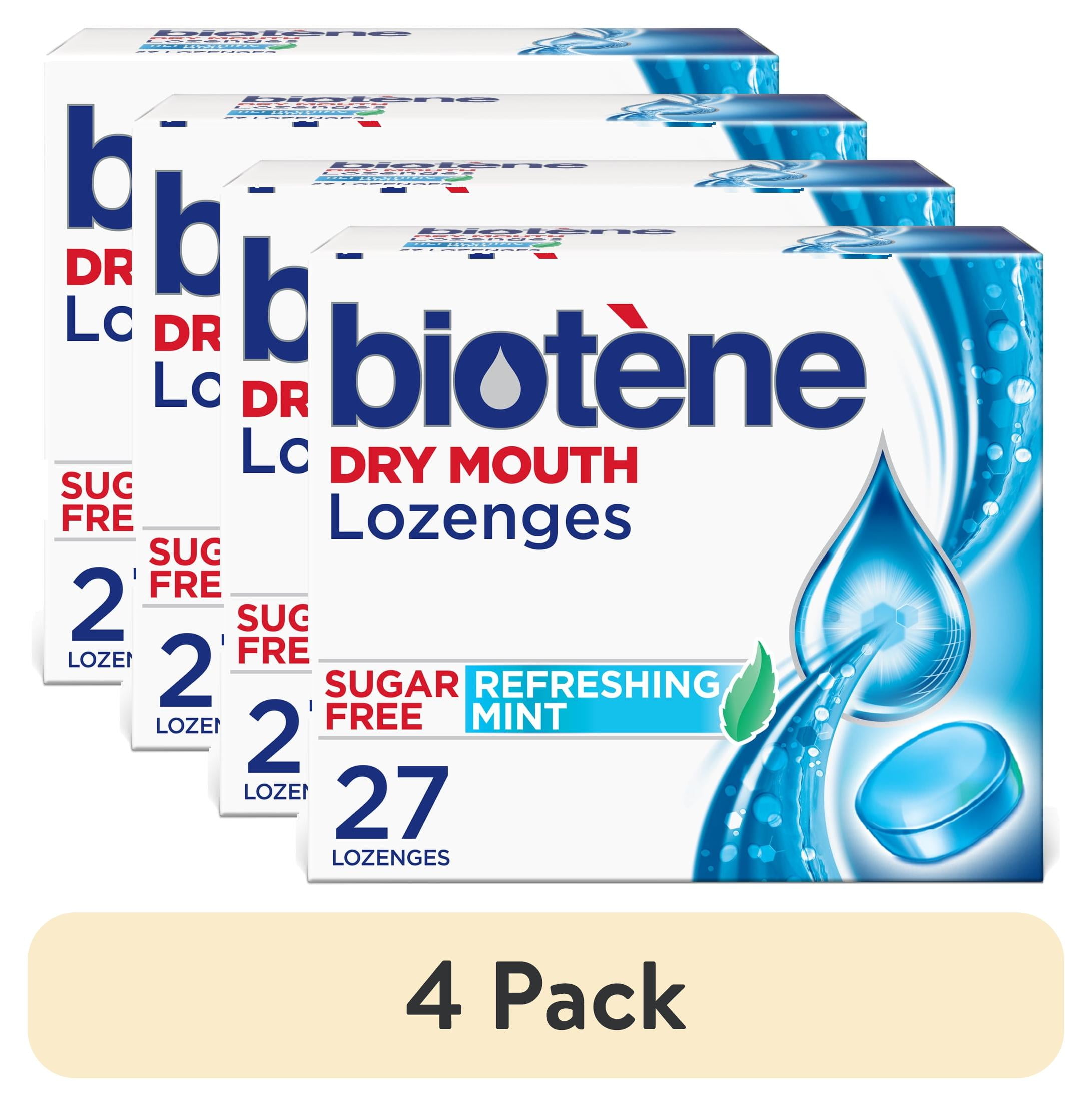 (4 pack) Biotene Dry Mouth Lozenges for Fresh Breath, Refreshing Mint ...