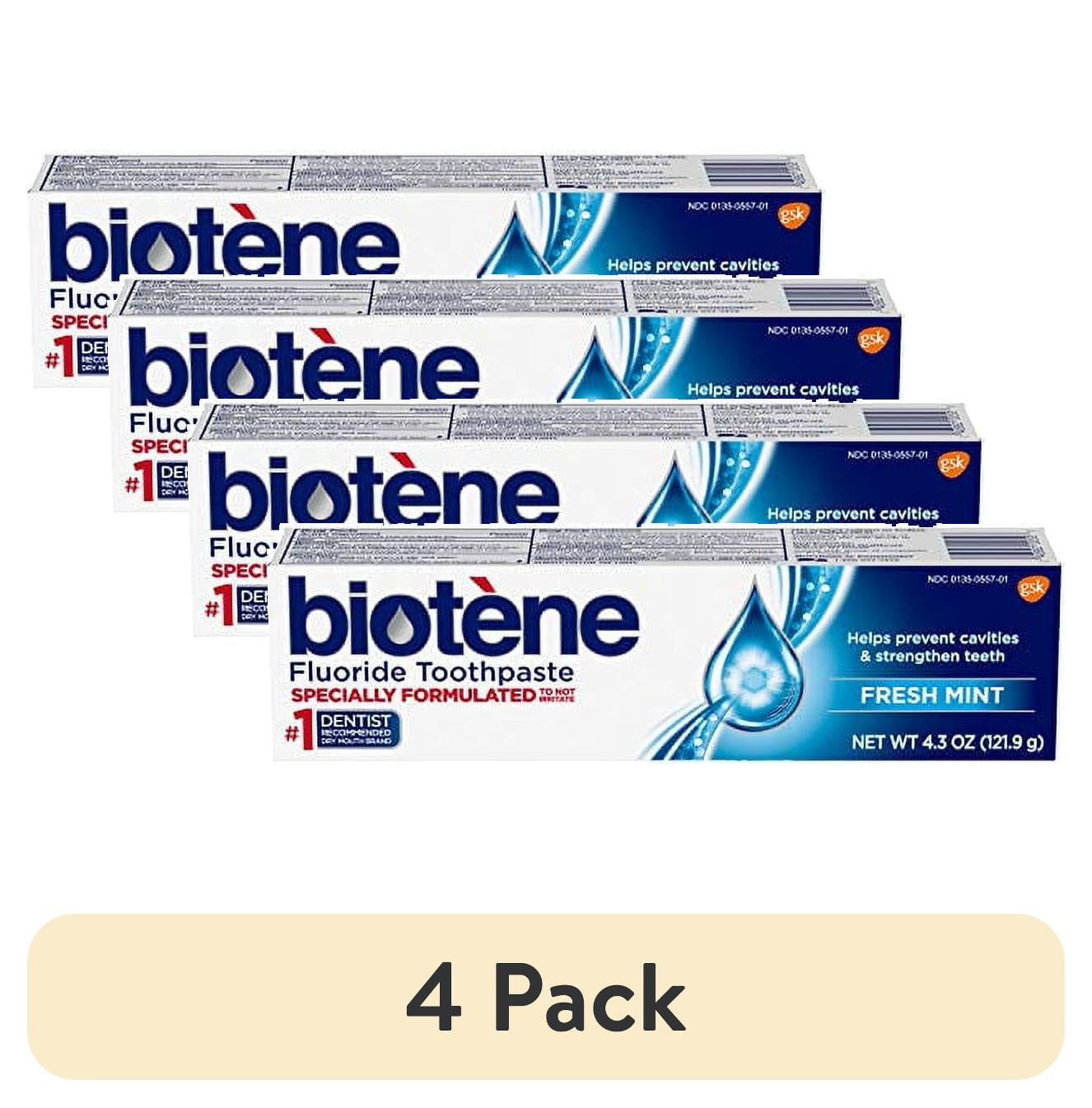 (4 pack) Biotene Fluoride Toothpaste for Dry Mouth Symptoms, Bad Breath ...