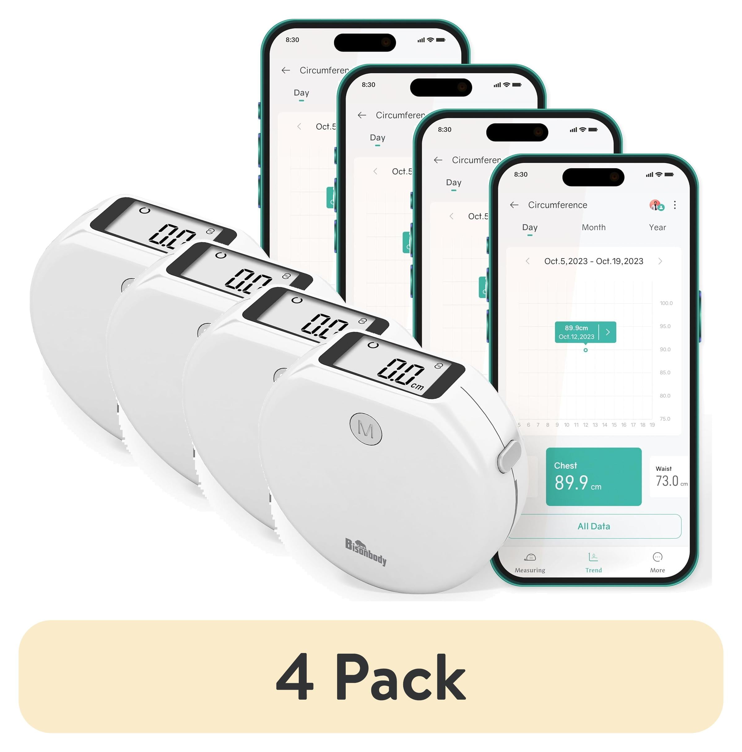 (4 pack) Bisonbody Smart Body Measuring Tape – Smart Tape Measure Body ...