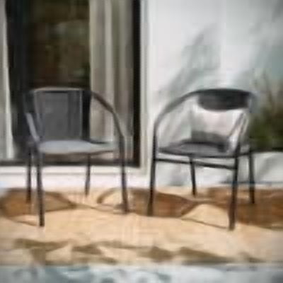 (4 pack) BizChair Lila Indoor/Outdoor Stacking Rattan Patio Chairs, Set ...