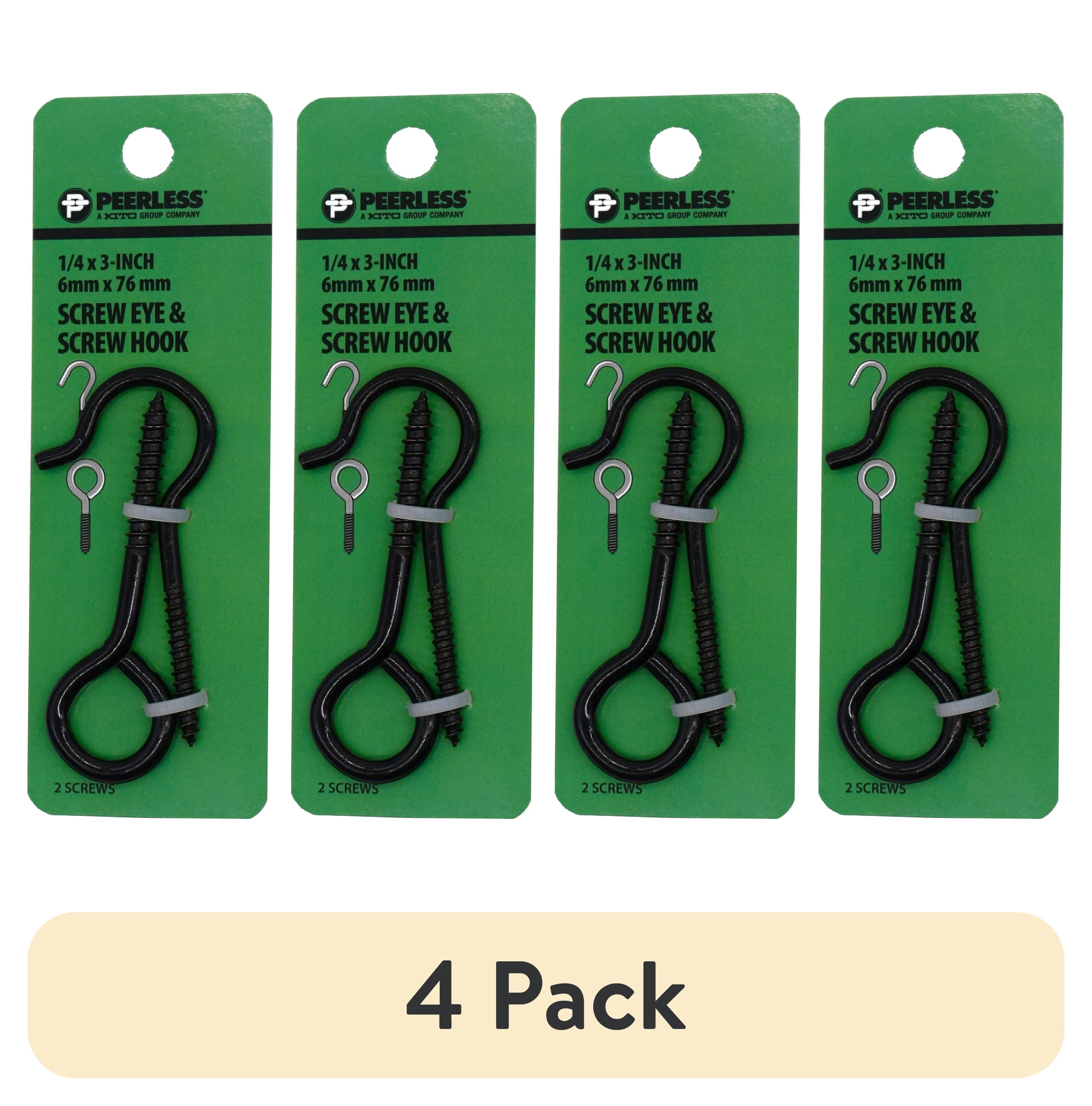 (4 pack) Black Screw Eye & Screw Hook Set, Steel, Peerless Chain ...