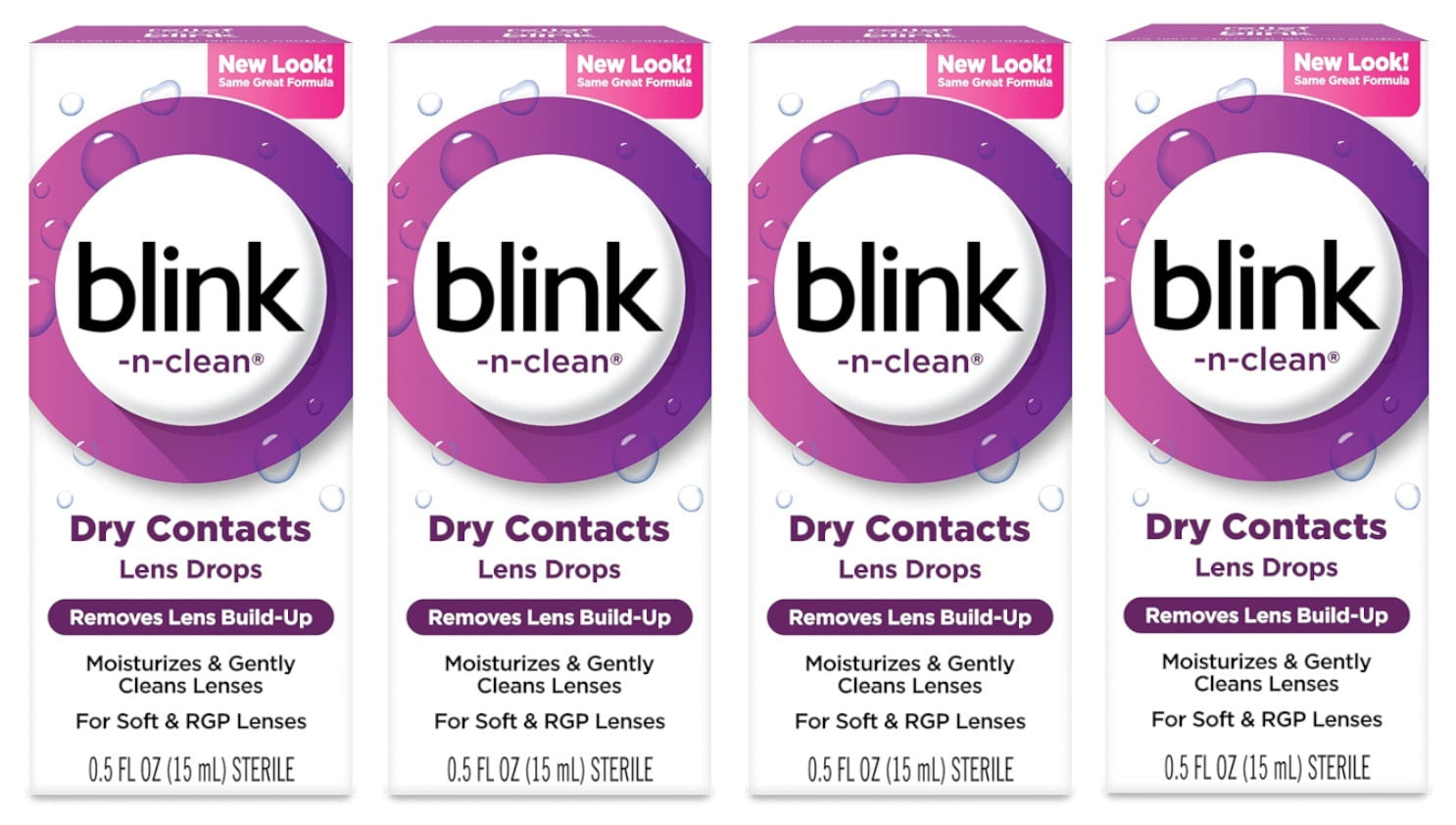 (4 pack) Blink-N-Clean Lens Drops for Any Soft Contact Lens, 0.5 FL OZ ...
