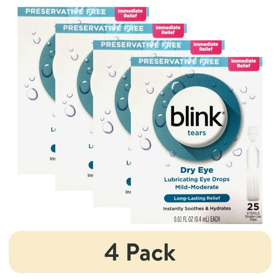 (4 pack) Blink Tears Dry Eye Lubricating Eye Drops Mild-Moderate 0.01 ...