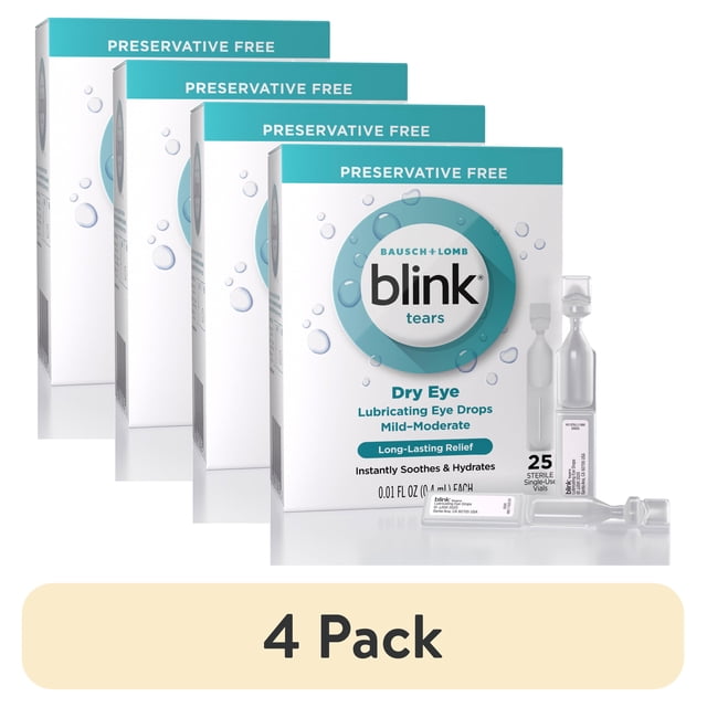 (4 pack) Blink Tears Eye Drops for Dry Eyes, Preservative Free ...