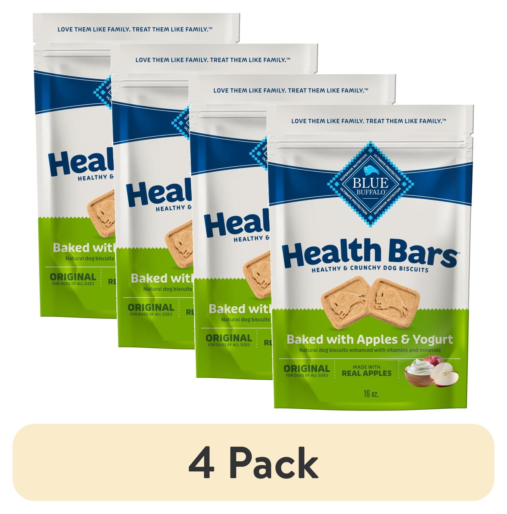 (4 pack) Blue Buffalo Health Bars Crunchy Dog Biscuits, Apples & Yogurt ...