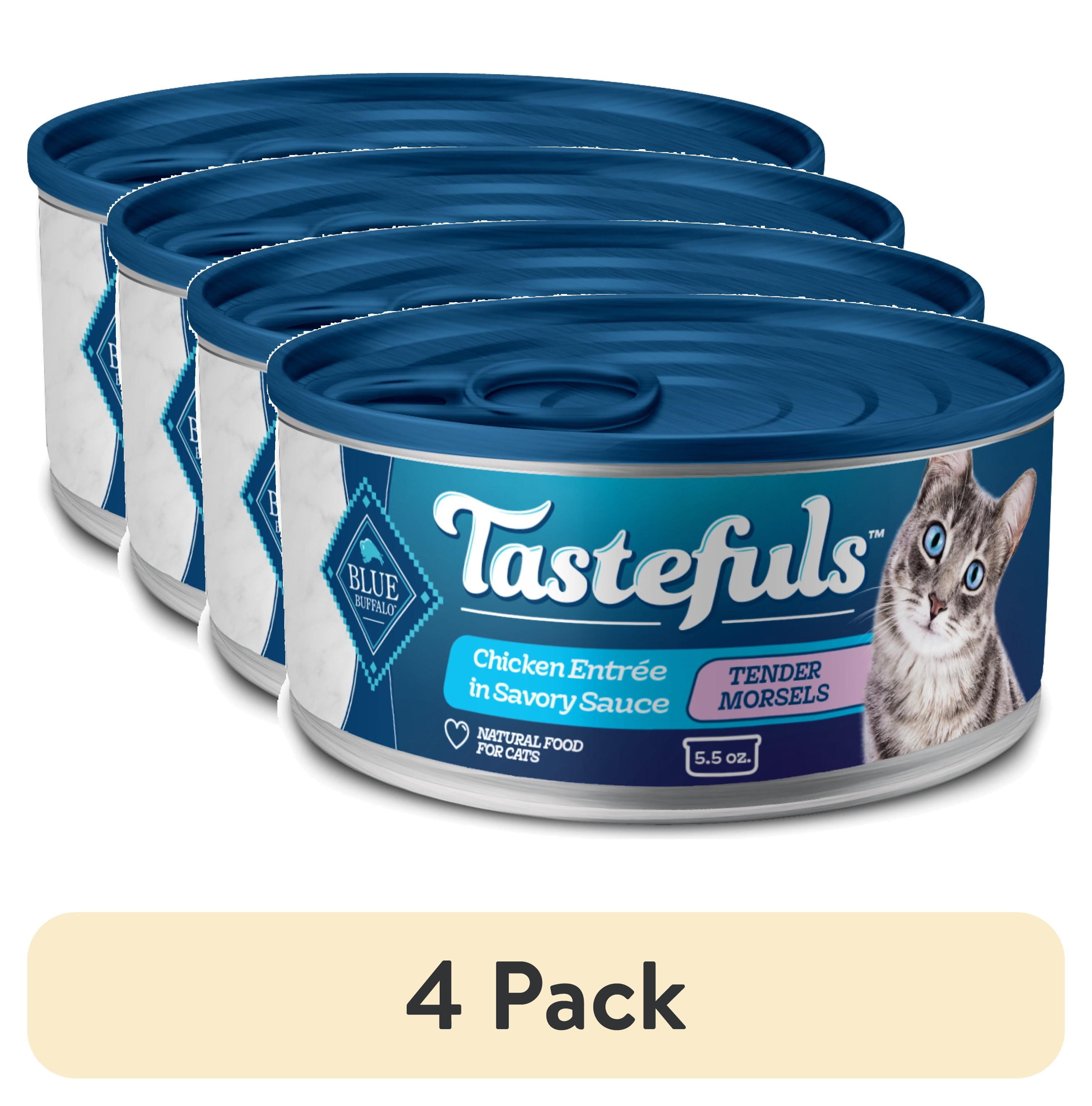 (4 pack) Blue Buffalo Tastefuls Adult Cat Wet Food, Chicken Morsels in ...