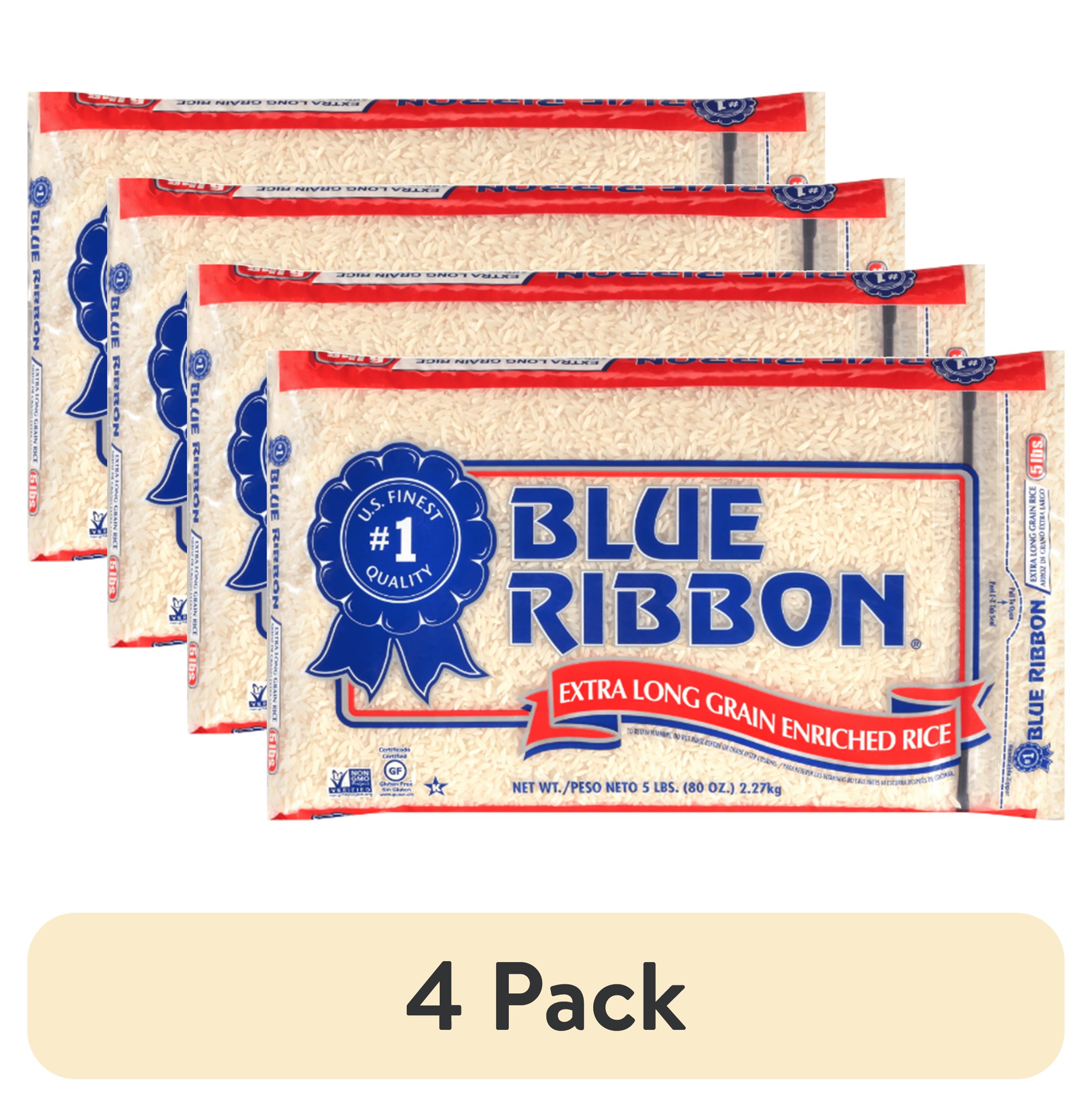 (4 pack) Blue Ribbon White Rice, Extra Long Grain Enriched Rice, Gluten ...