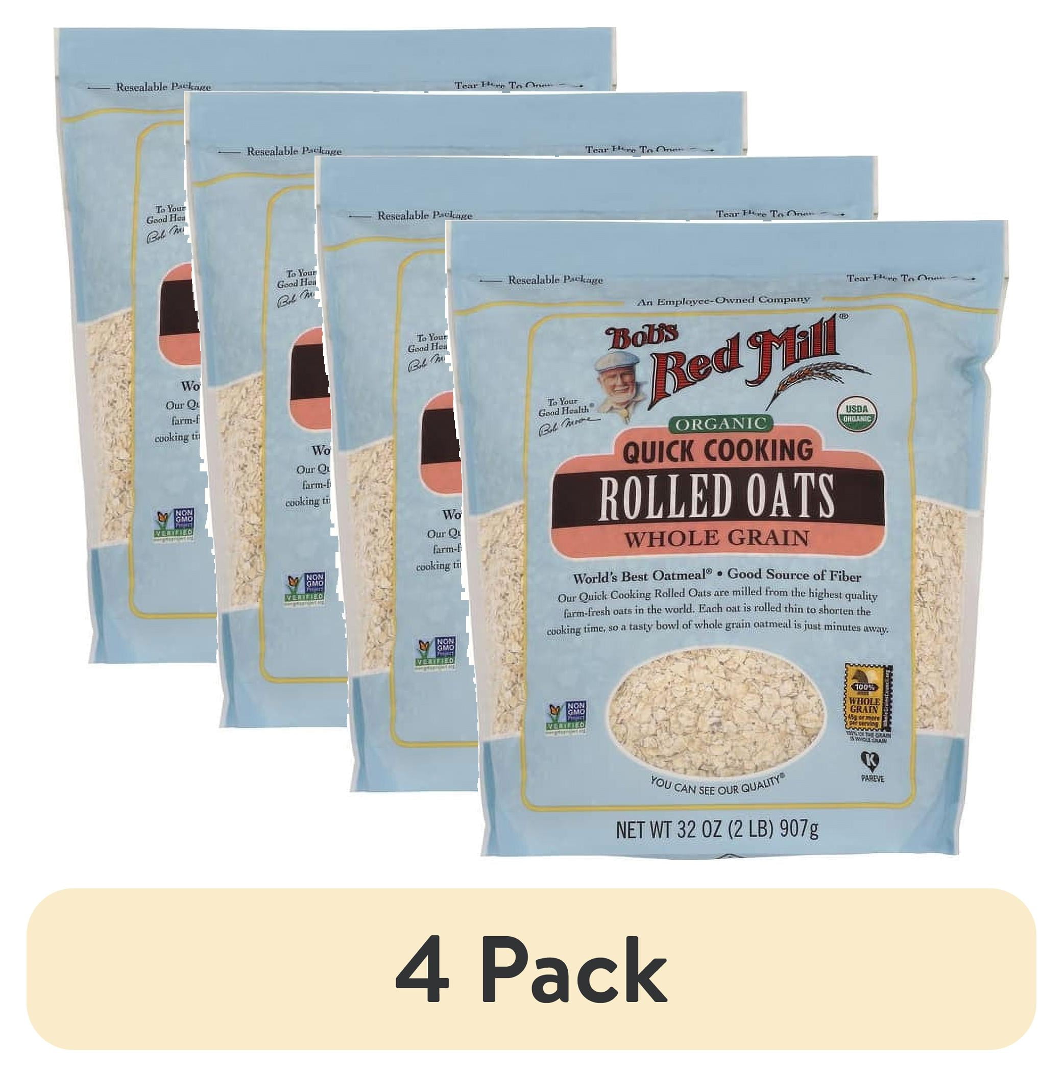 (4 pack) Bob's Red Mill Organic Quick Cooking Rolled Oats, 32 oz Shelf ...