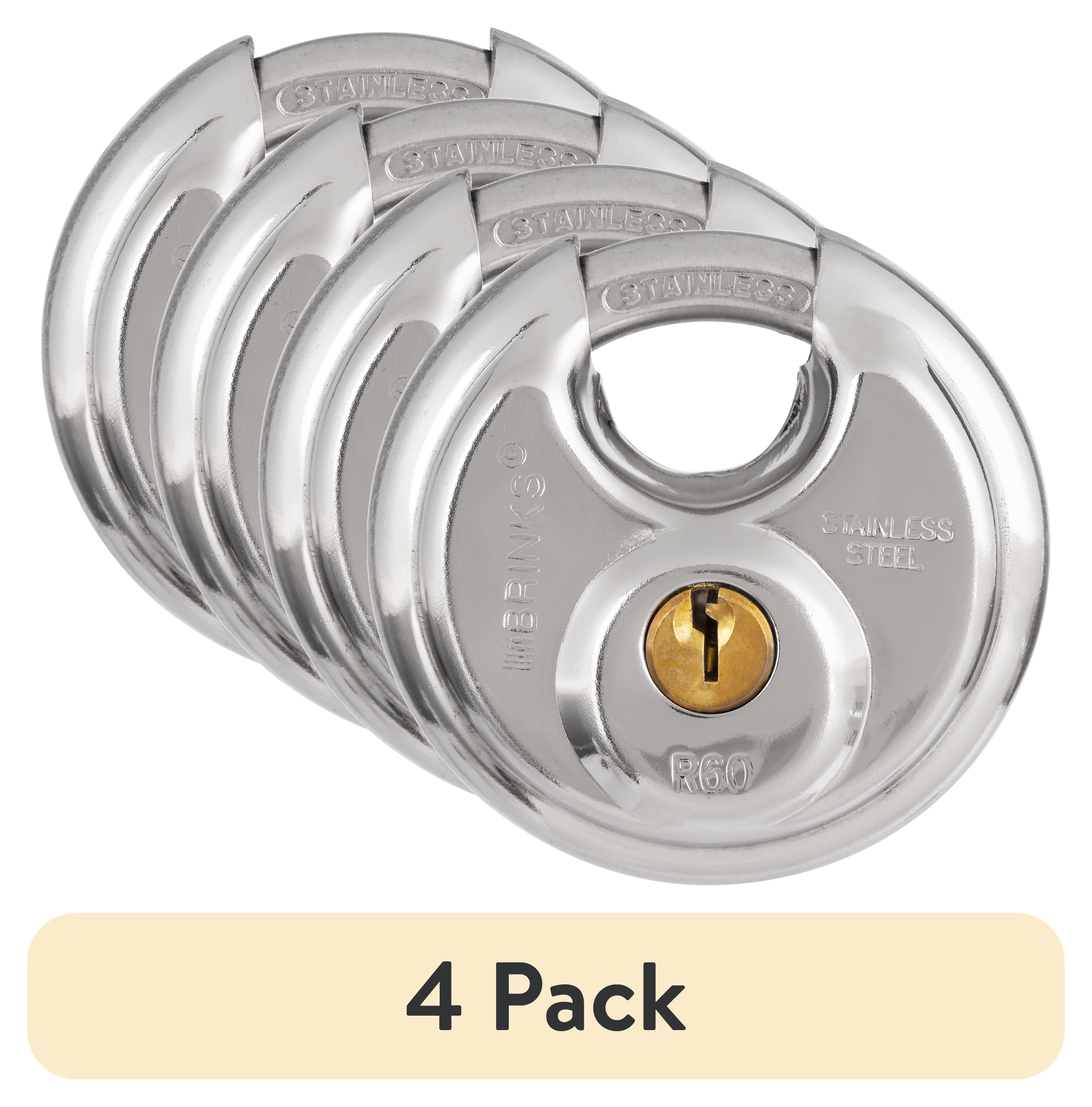 (4 pack) Brinks Stainless Steel 60mm Keyed Discus Padlock with 5/8in ...