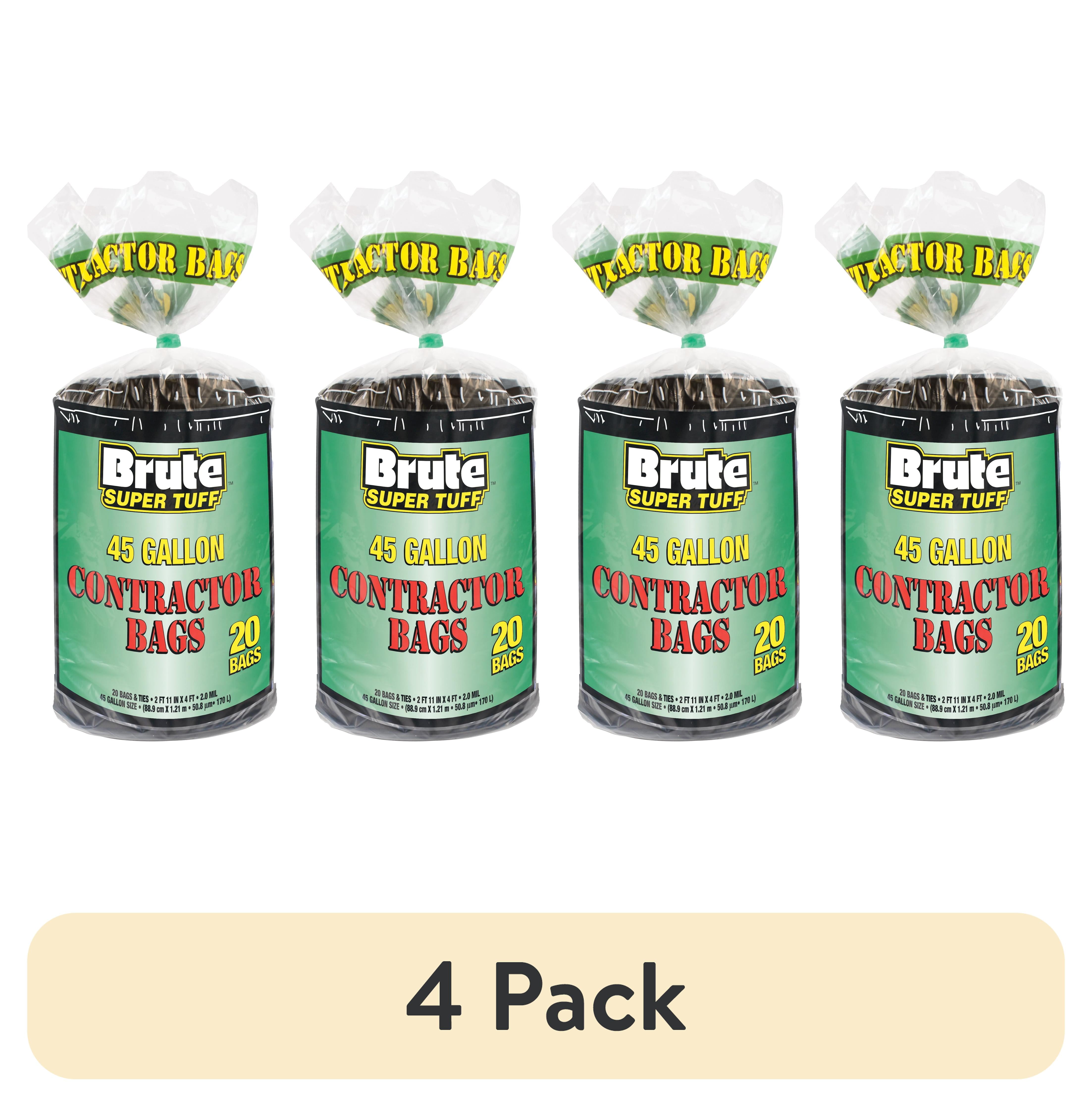 (4 pack) Brute Super Tuff® Contractor Bags, 45 Gallon, 20 Bags (Twist ...