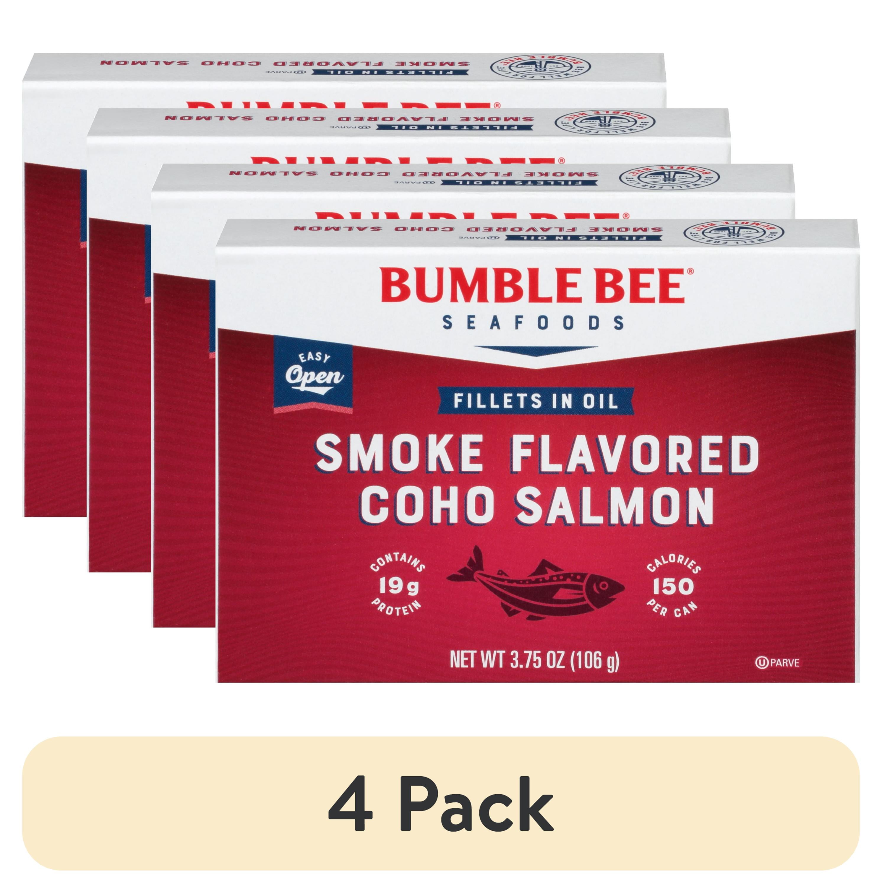 (4 pack) Bumble Bee Smoke Flavored Coho Salmon Fillets in Oil, 3.75 oz ...