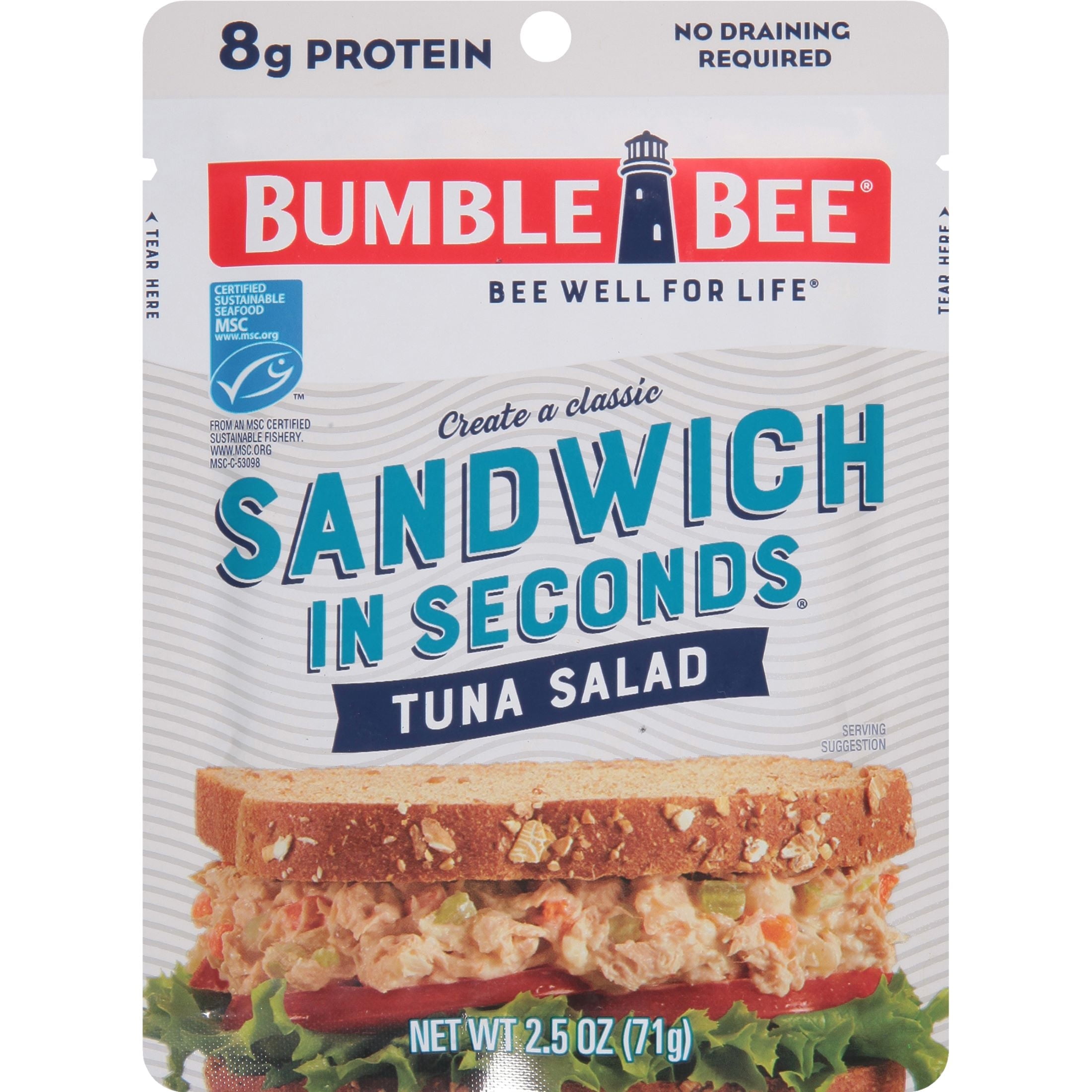 (4 pack) Bumble Bee Tuna Salad Sandwich in Seconds, Shelf-Stable ...