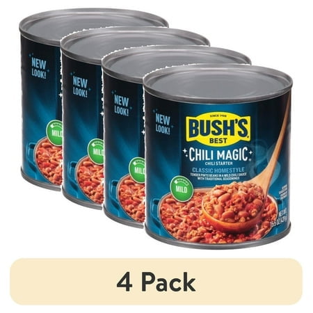 (4 pack) Bush's Classic Homestyle Chili Magic, Canned Beans, 15.5 oz ...