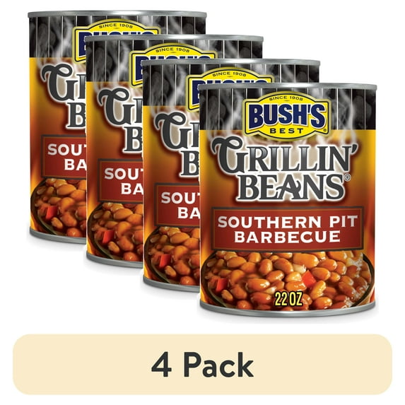 (4 pack) Bush's Grillin' Beans Southern Pit Barbeque, Canned Beans in ...