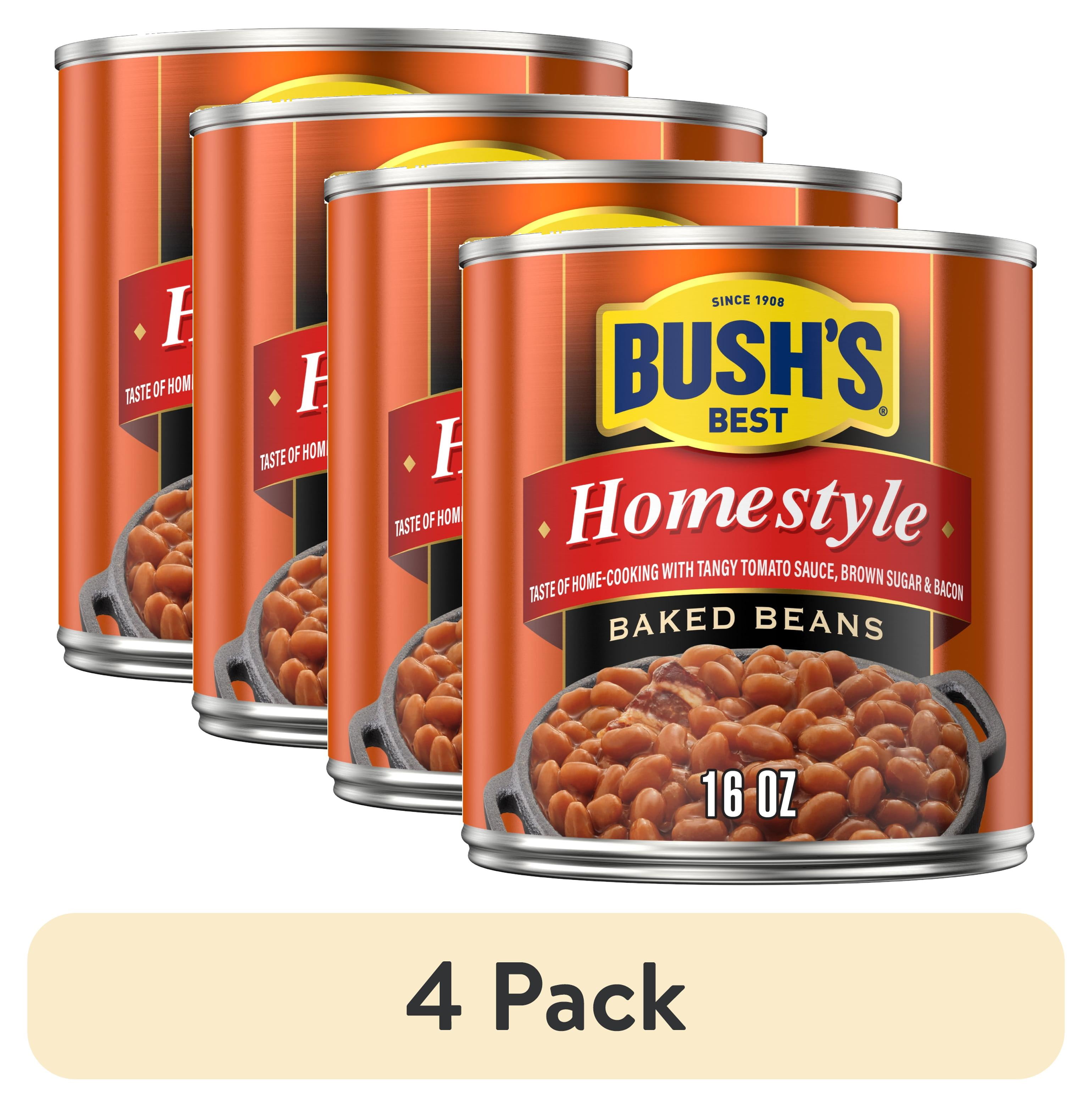 (4 pack) Bush's Homestyle Baked Beans, Canned Beans, 16 oz Can ...