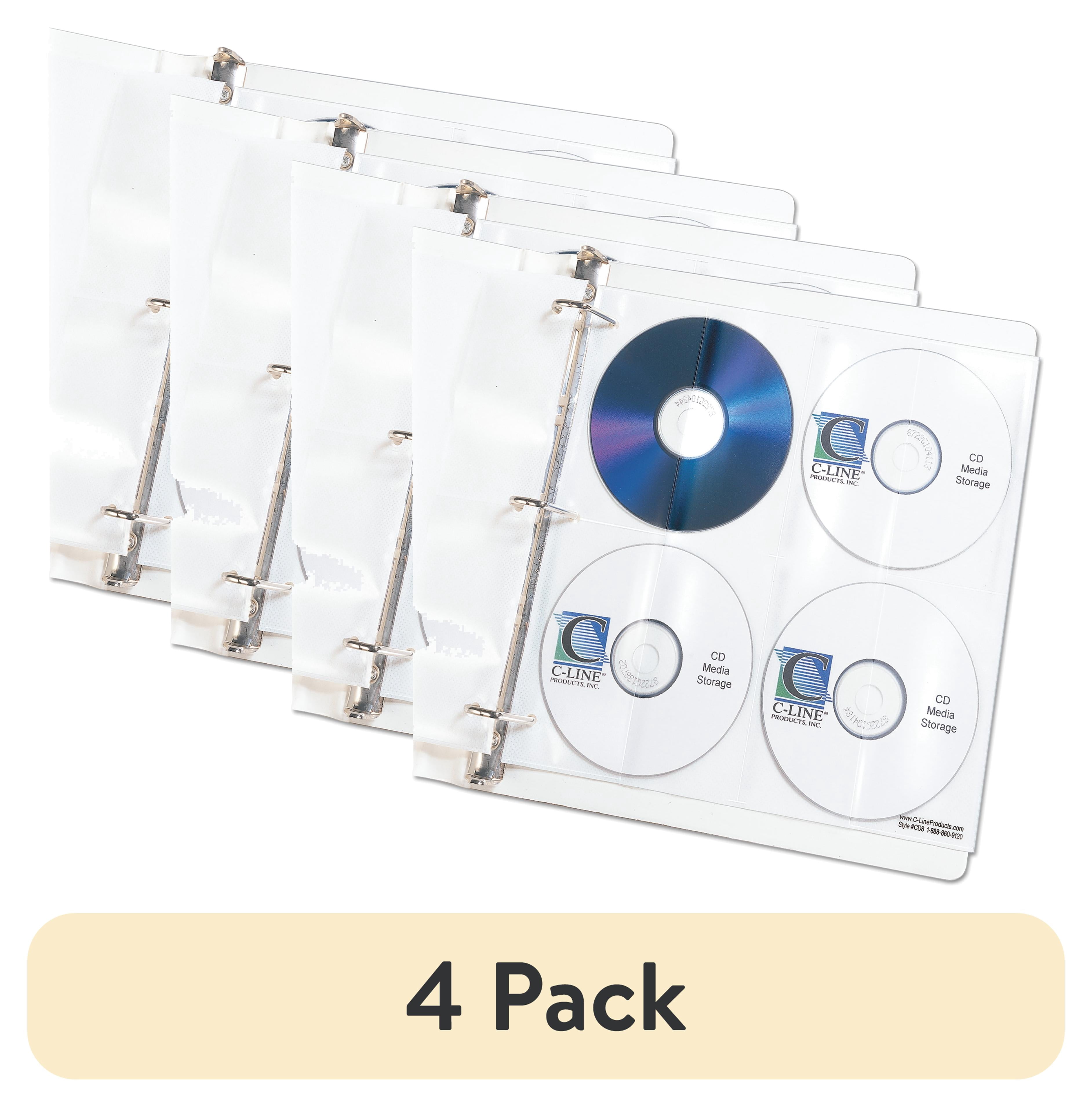 (4 pack) C-Line 61948 Deluxe CD Ring Binder Storage Pages with 8-Disc ...