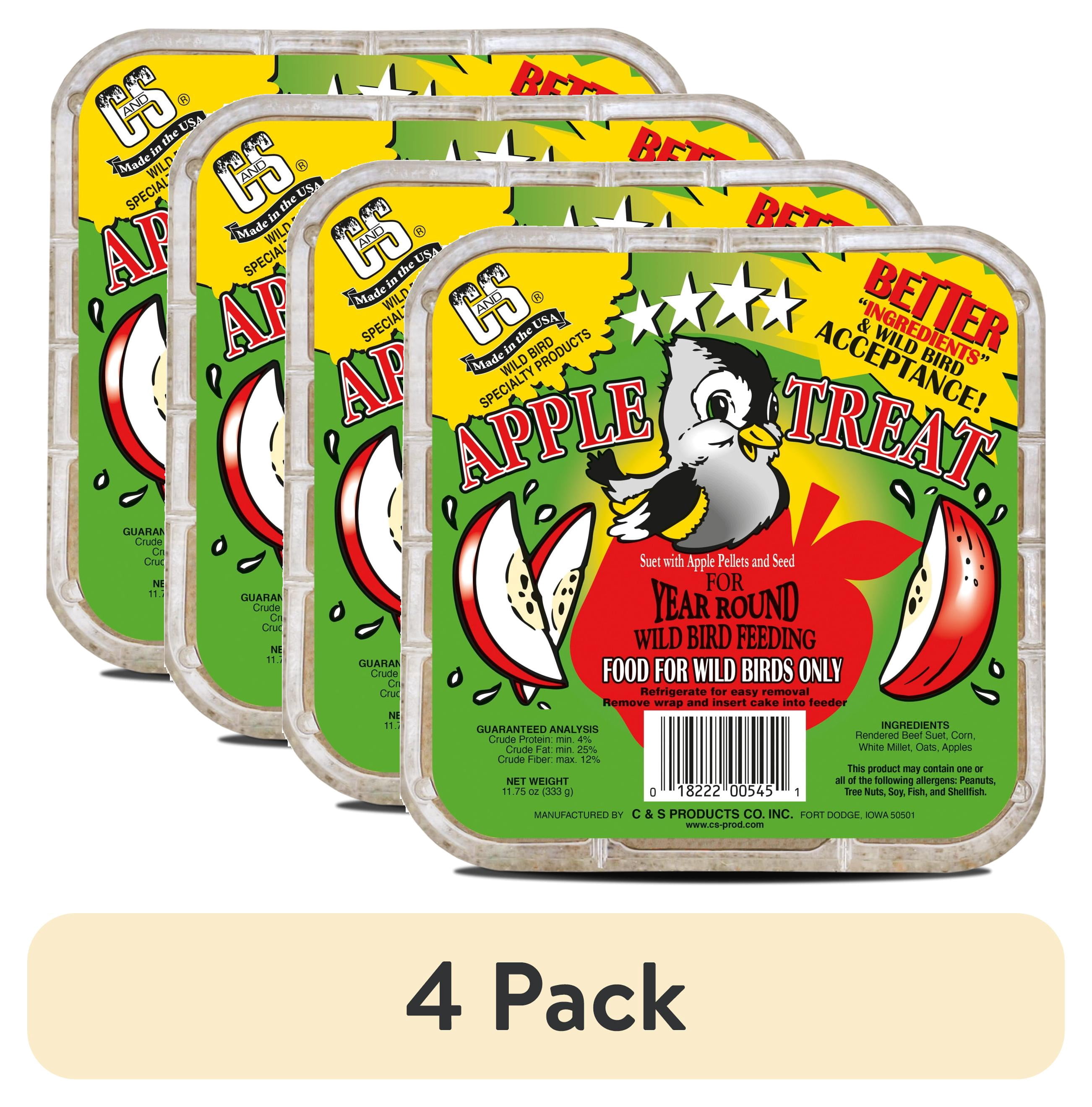 (4 pack) C&S Apple Suet Treat, for Wild Birds, 11.75 Ounces - Walmart ...