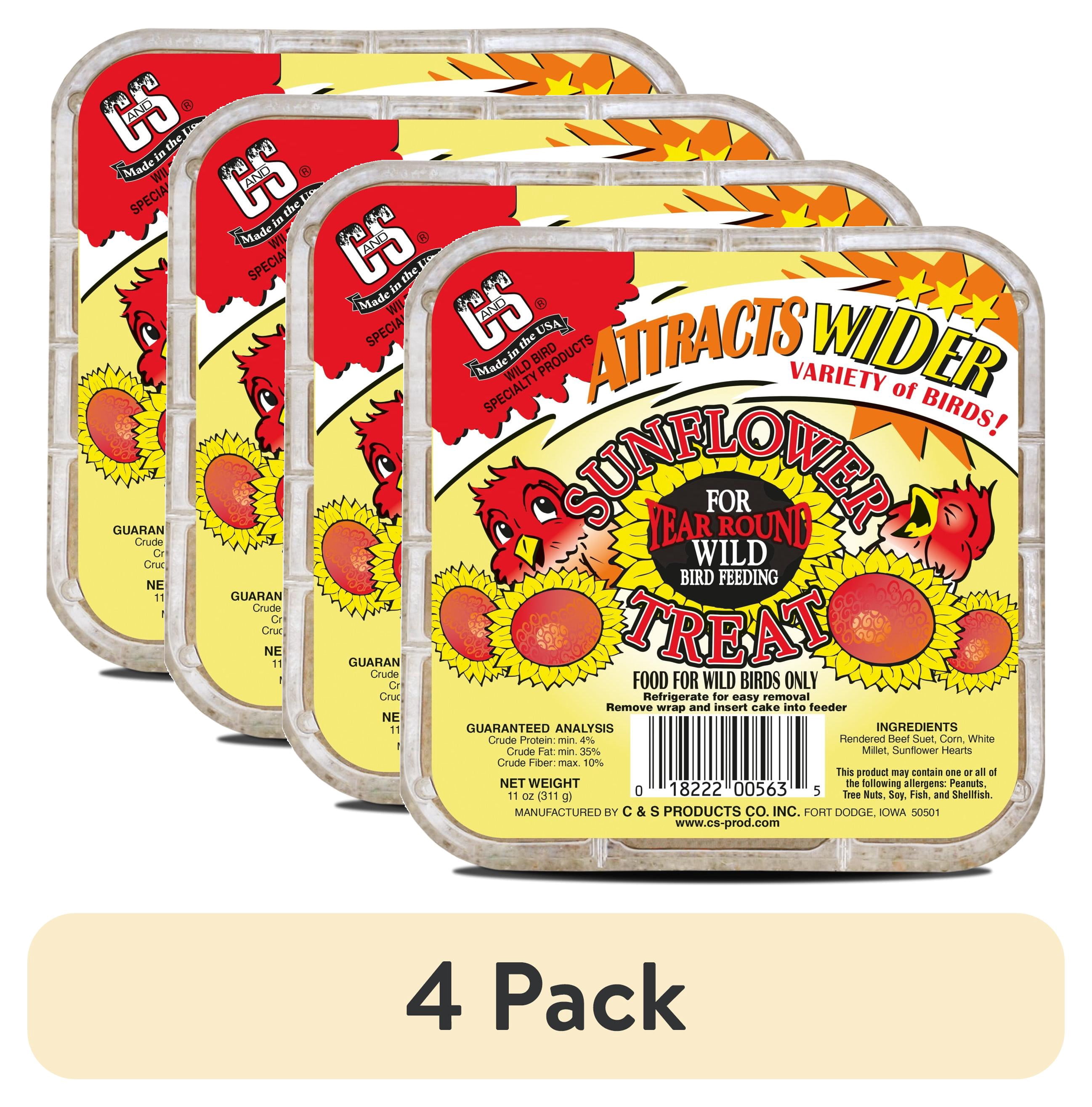 (4 pack) C&S Sunflower Suet Treat, for Wild Birds, 11 Ounces - Walmart.com