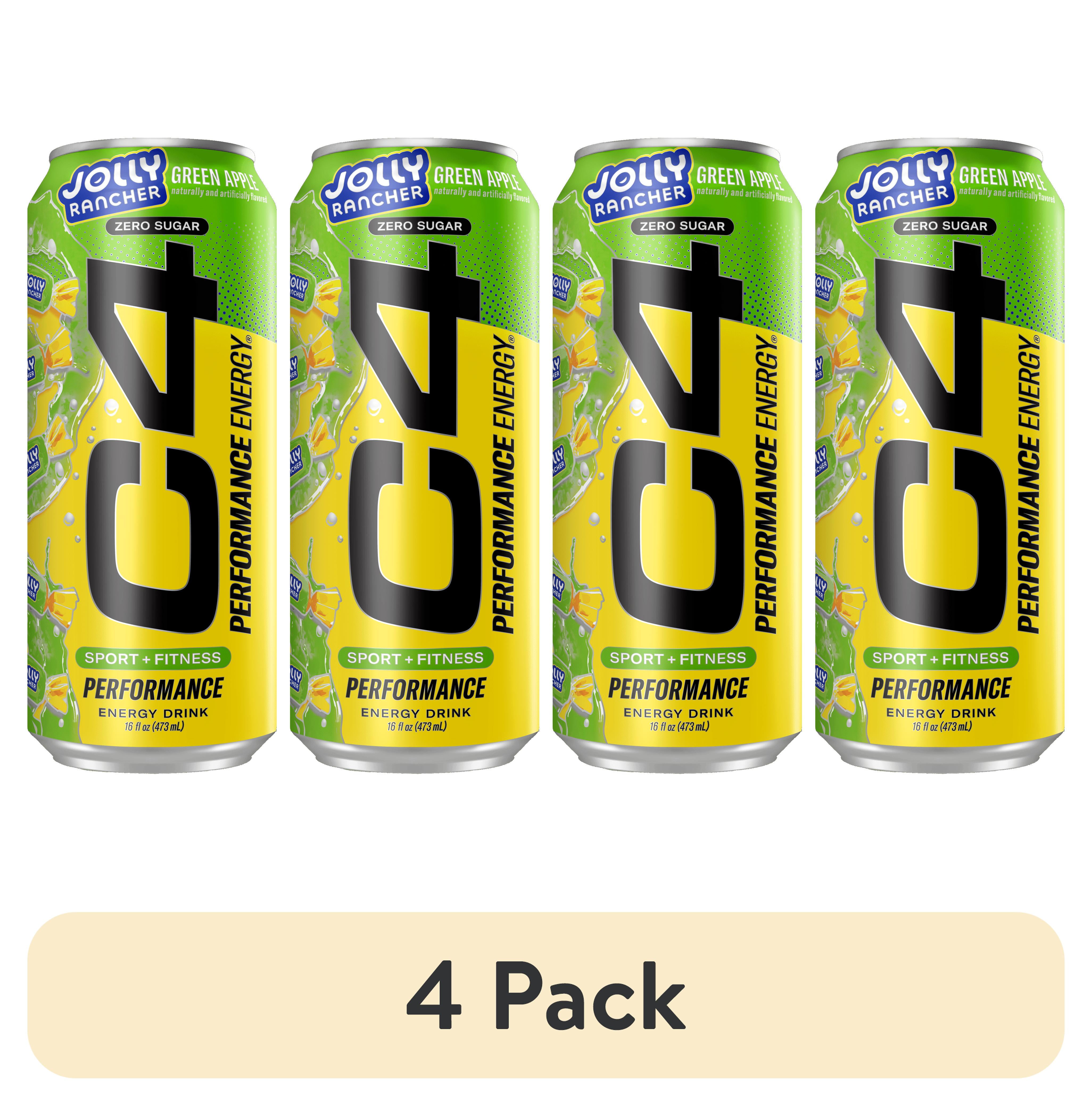 (4 pack) C4 Performance Energy Drink, Jolly Rancher Green Apple, 16oz, Single Can - Walmart.com