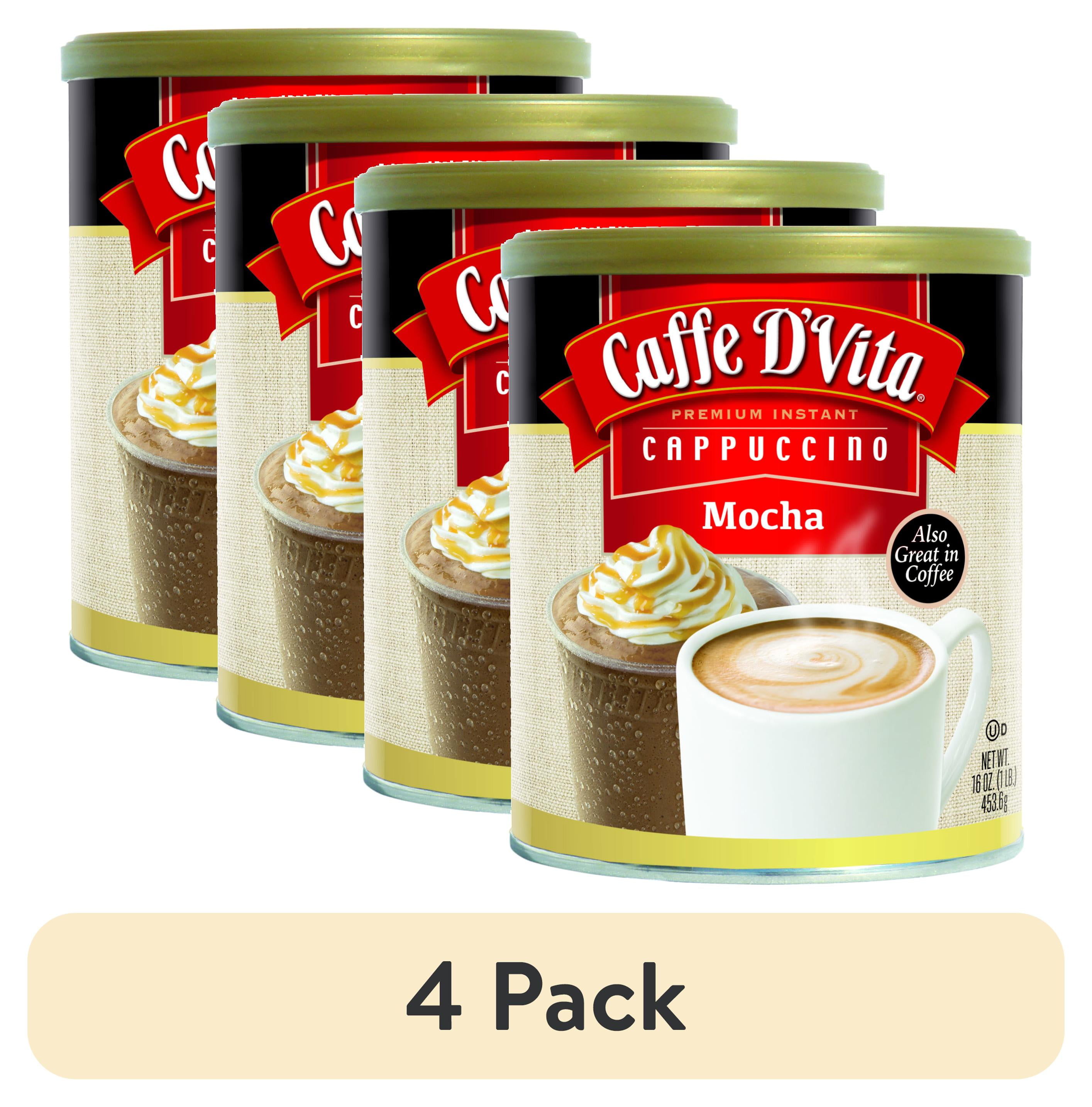 (4 pack) Caffe D'Vita Premium Instant Mocha Cappuccino, 16 oz Canister - Walmart.com
