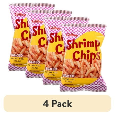 (4 pack) Calbee Shrimp Chips Baked Wheat Puffed Original Flavor 4oz ...