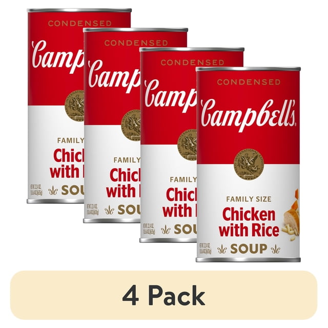 (4 pack) Campbell's Condensed Chicken and Rice Soup, 22.4 oz Family ...