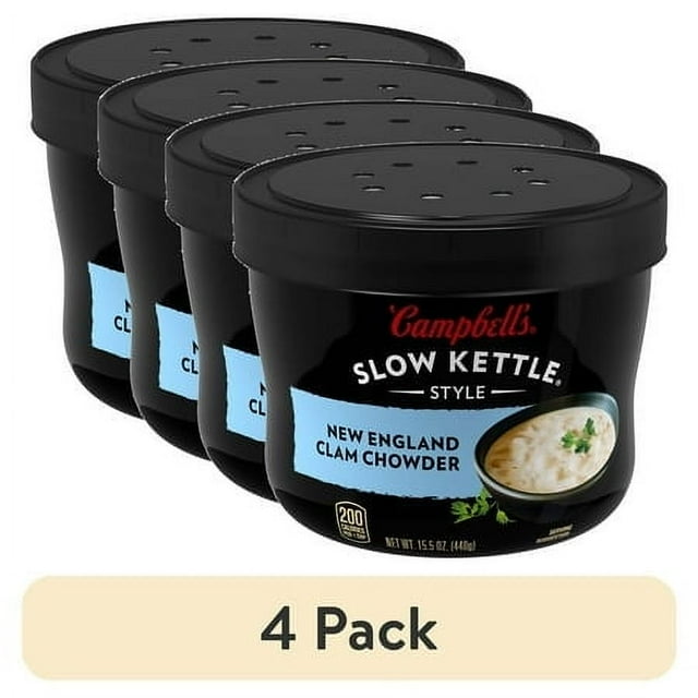 (4 pack) Campbell's Slow Kettle Style New England Clam Chowder, 15.5 oz ...