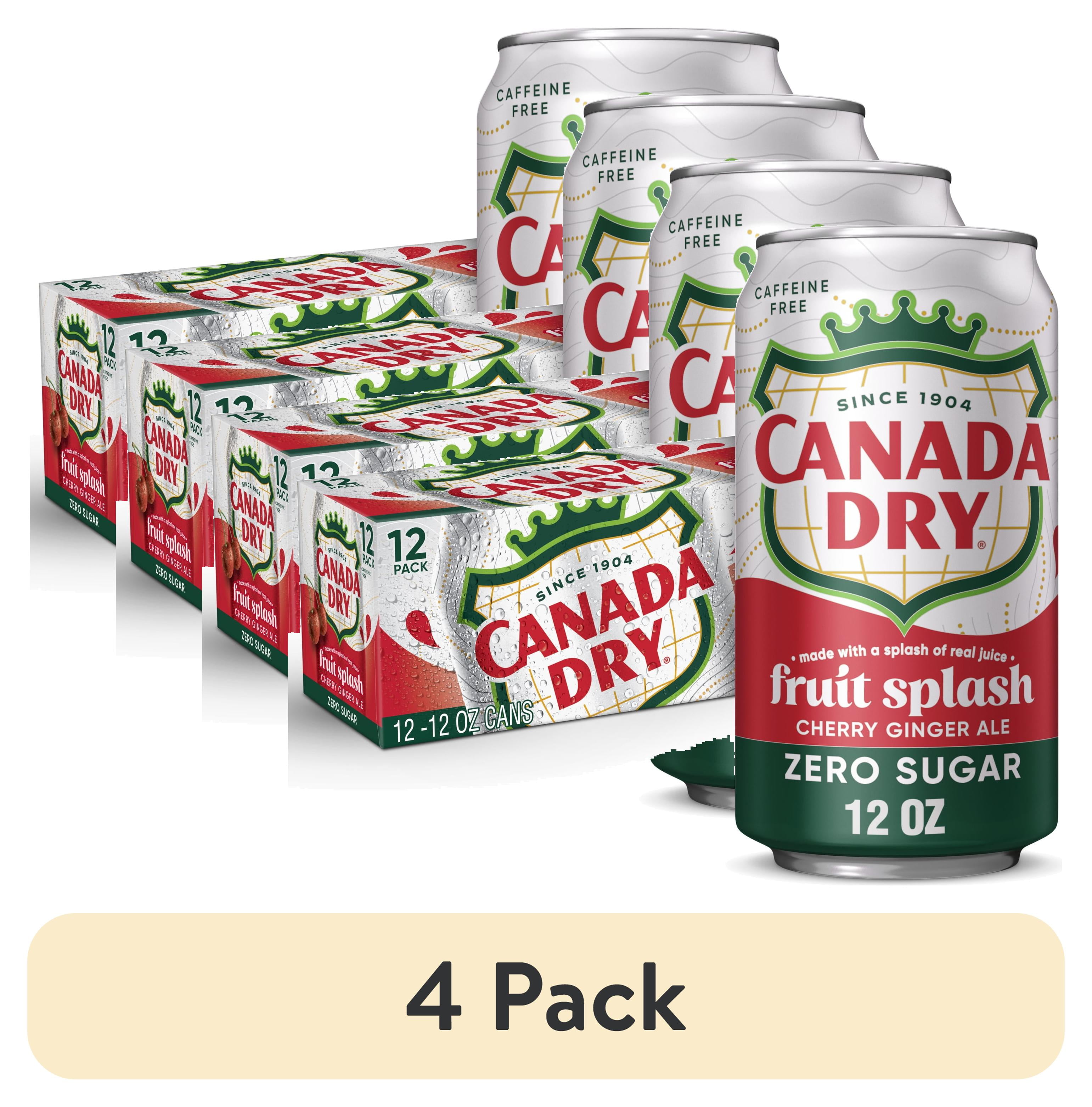 (4 pack) Canada Dry Caffeine Free Zero Sugar Fruit Splash Cherry Ginger ...
