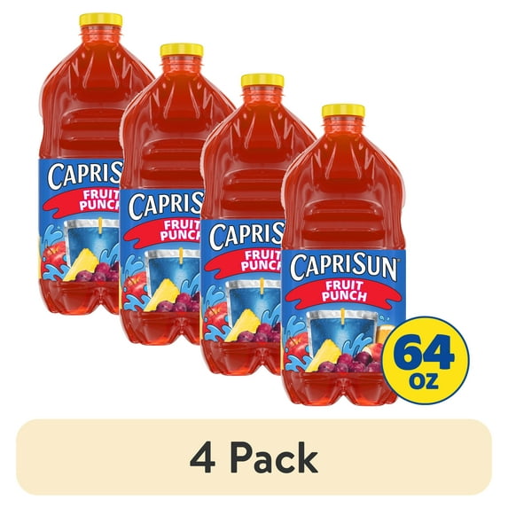 (4 pack) Capri Sun Fruit Punch Flavored Juice Drink Blend, 64 oz Bottle ...