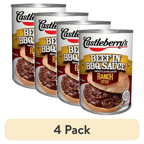 (4 pack) Castleberry’s Beef in BBQ Sauce Ranch Style, 10 oz Can – Heat ...