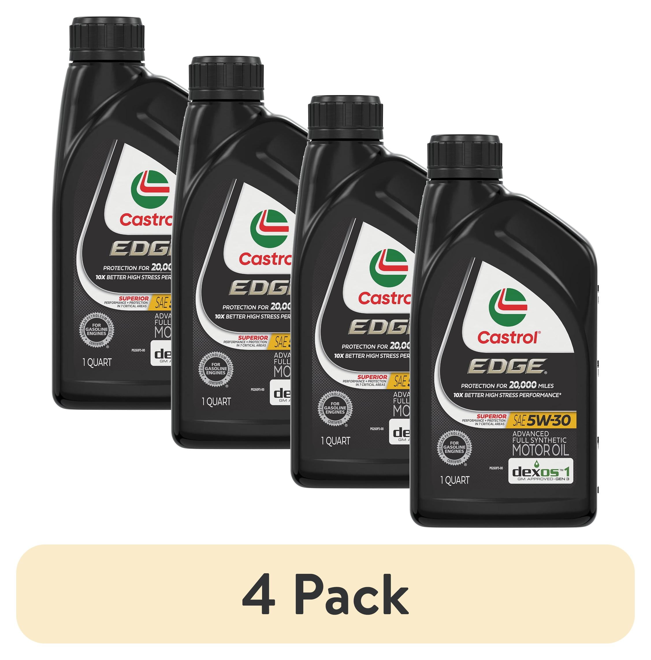 (4 pack) Castrol EDGE 5W-30 Advanced Full Synthetic Motor Oil, 1 Quart ...